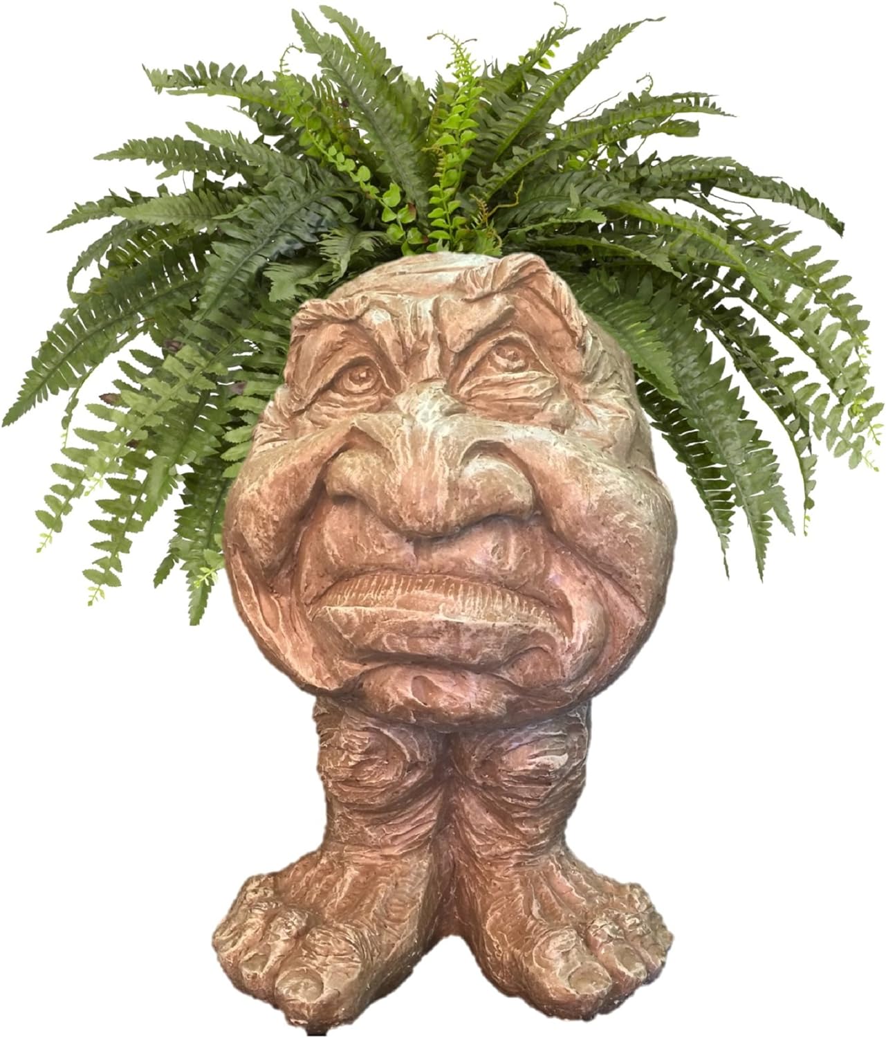 homestyles 18 in. Stone Wash Grumpy The Muggly Face Statue Planter ...