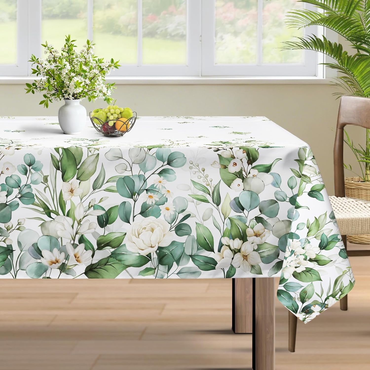 hometrixx Blue Eucalyptus Leaf Tablecloth, 60x84" - Washable, Oil/Stain ...