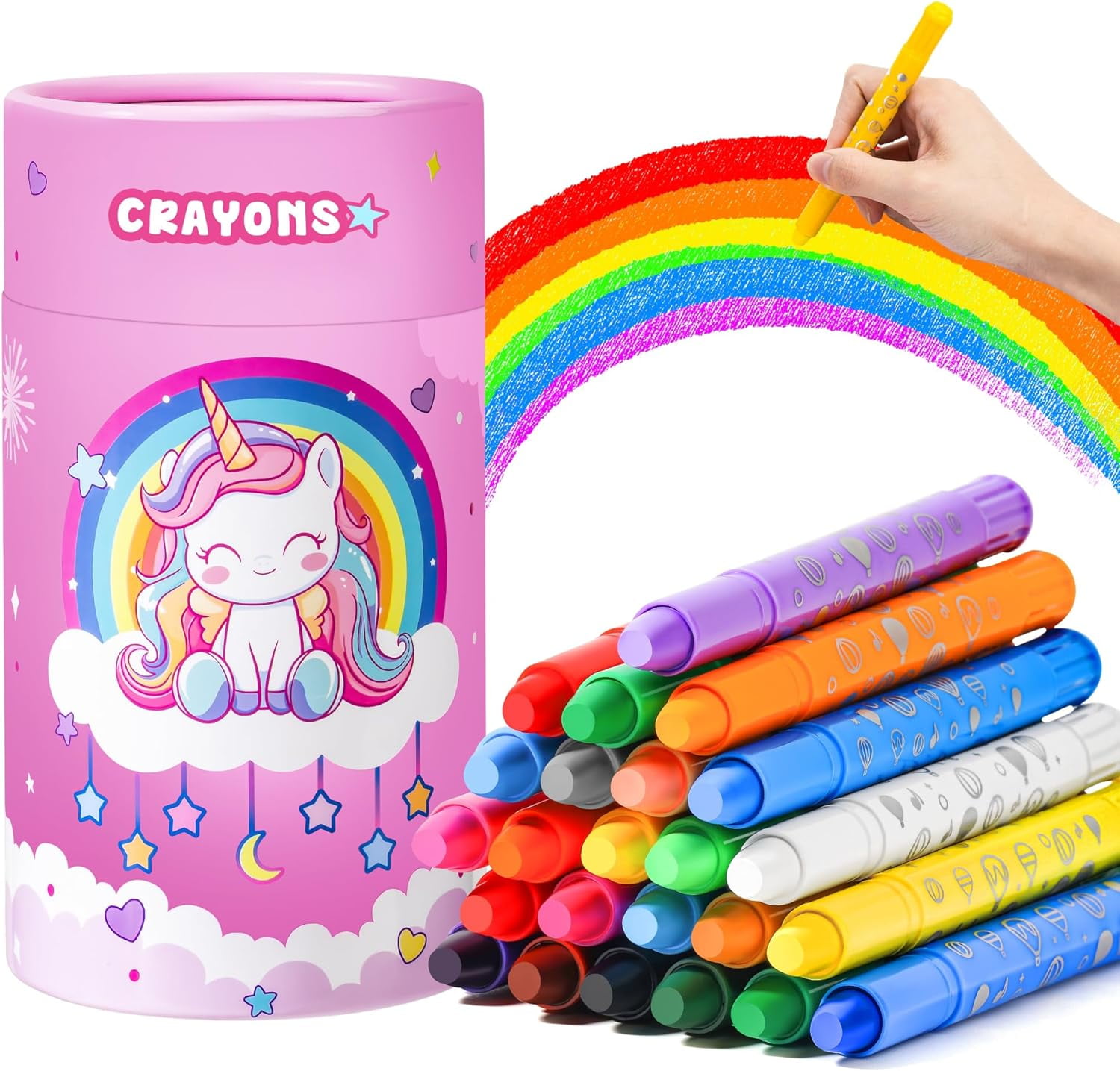 homicozy Crayons for Toddlers,24 Colors Non Toxic Washable Crayons for ...