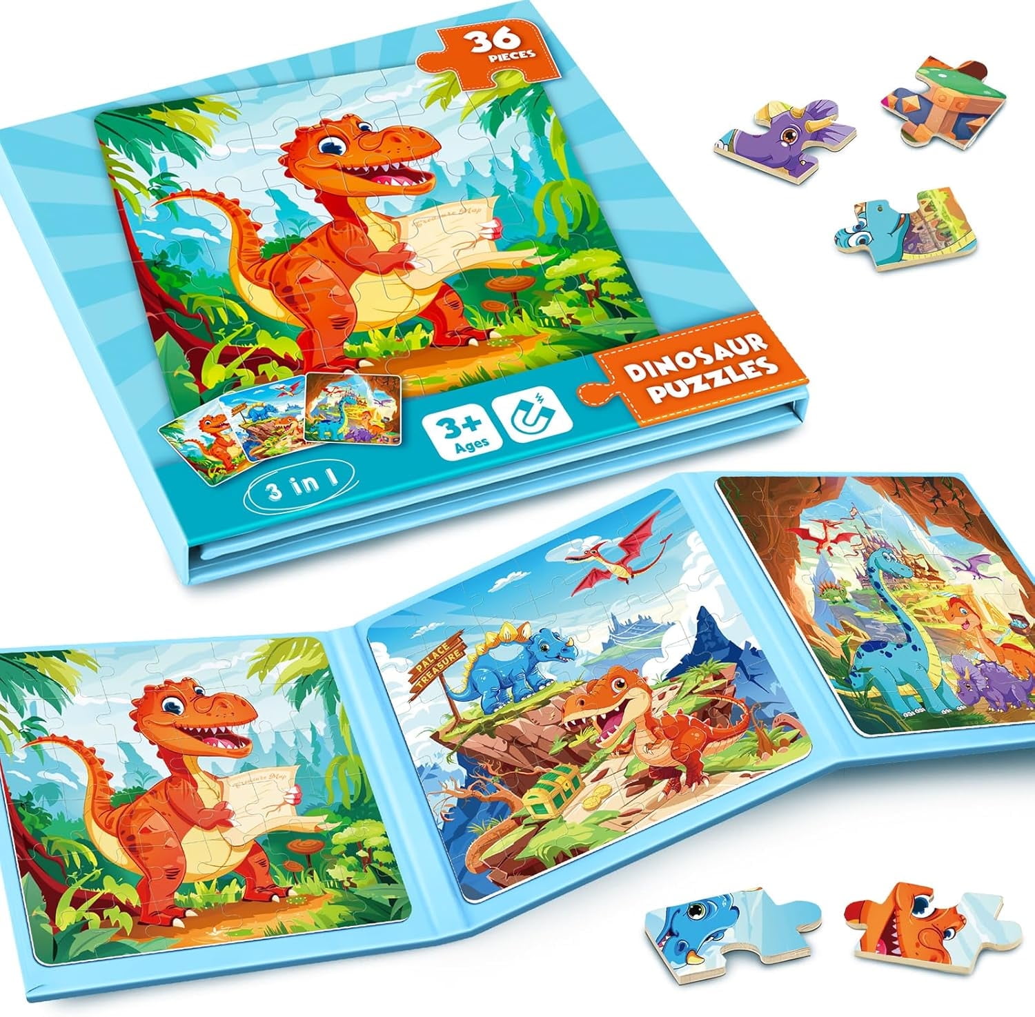 homicozy Dinosaur Magnetic Puzzles for Kids,36pcs Travel Puzzles for ...