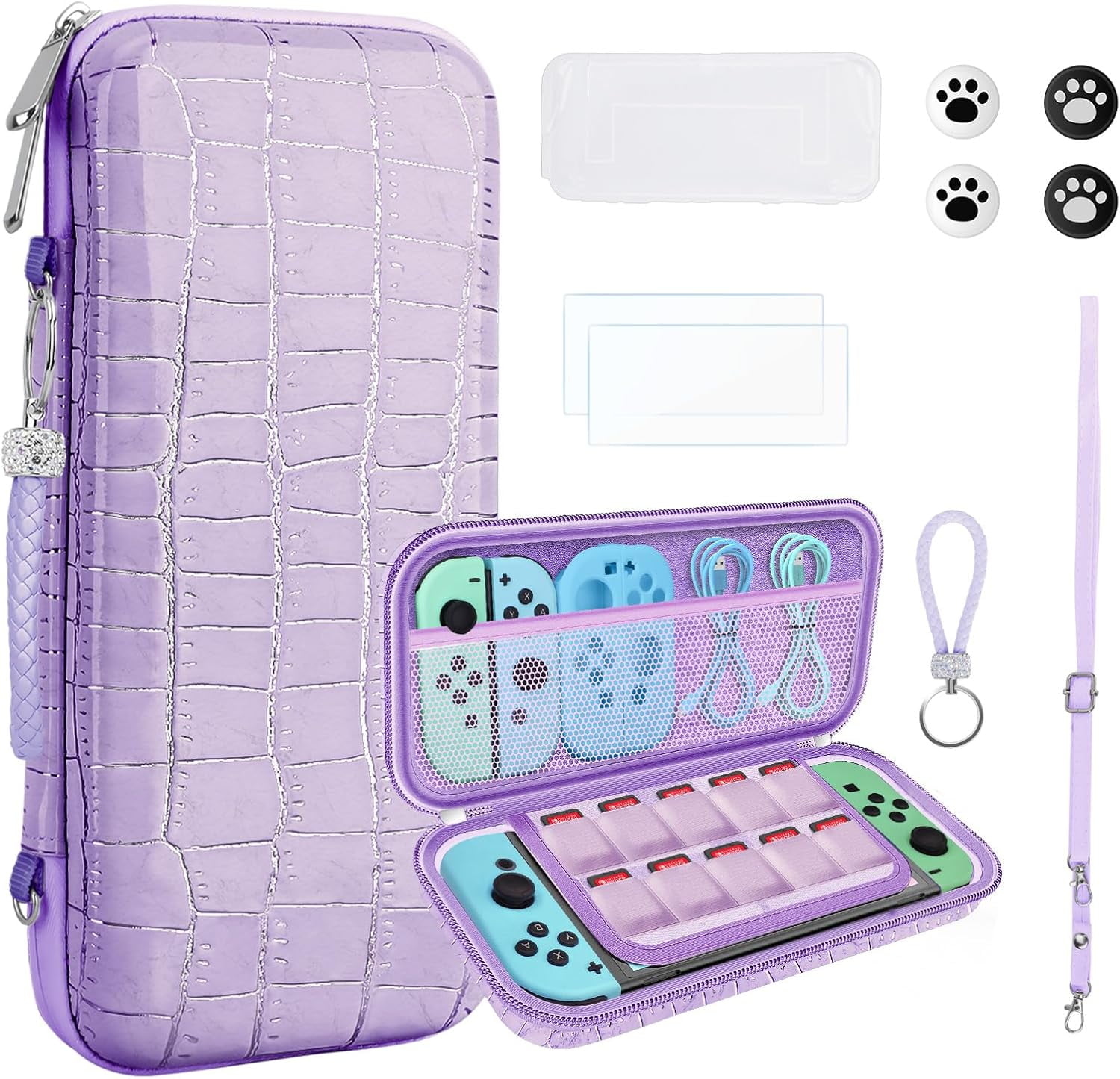 homicozy Carrying Case for Nintendo Switch OLED,Switch Accessories Set with Cute Protective Case ...