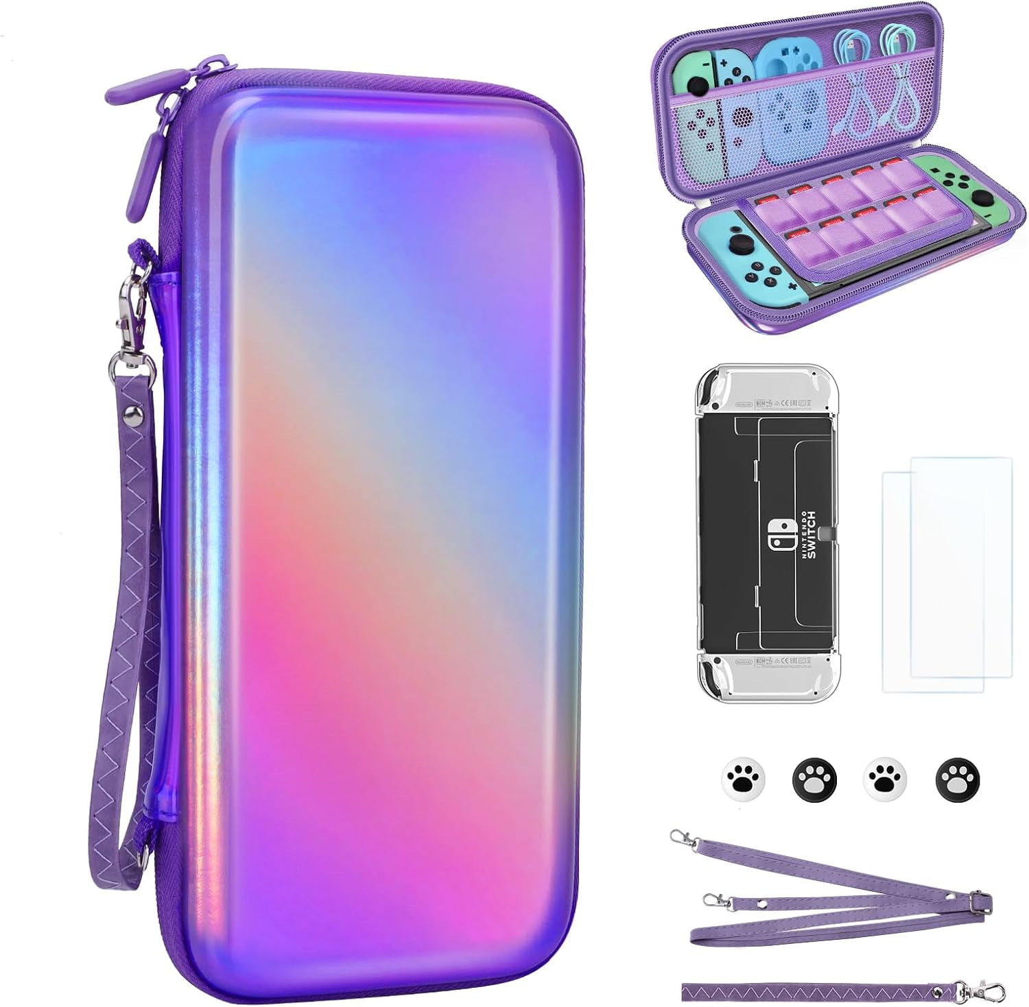 homicozy Nintendo Switch oled Hard Carrying Case,Mirror Purple Portable ...