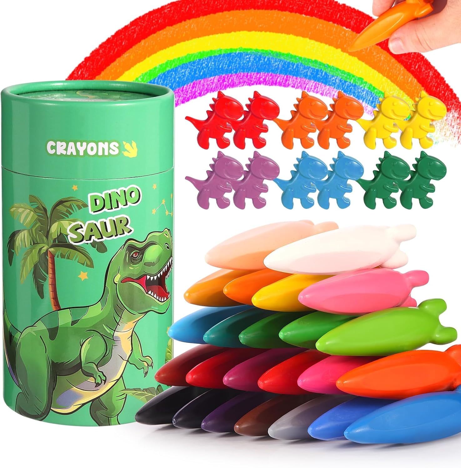 homicozy Rocket and Dinosaur-Shaped Crayons,36PCS Non Toxic Washable ...