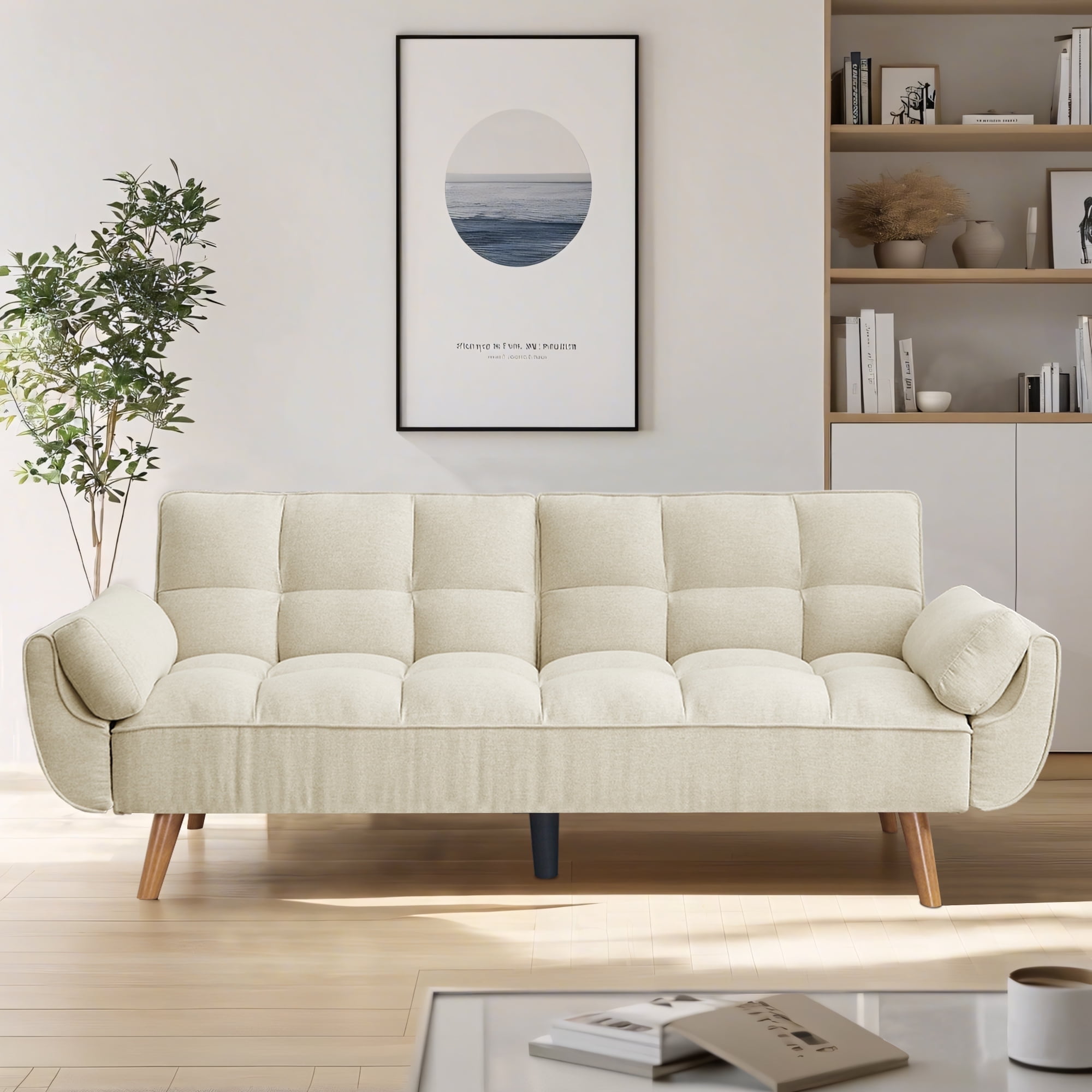 homxaozo Comfortable Futon Sofa Bed with Adjustable Backrests ...