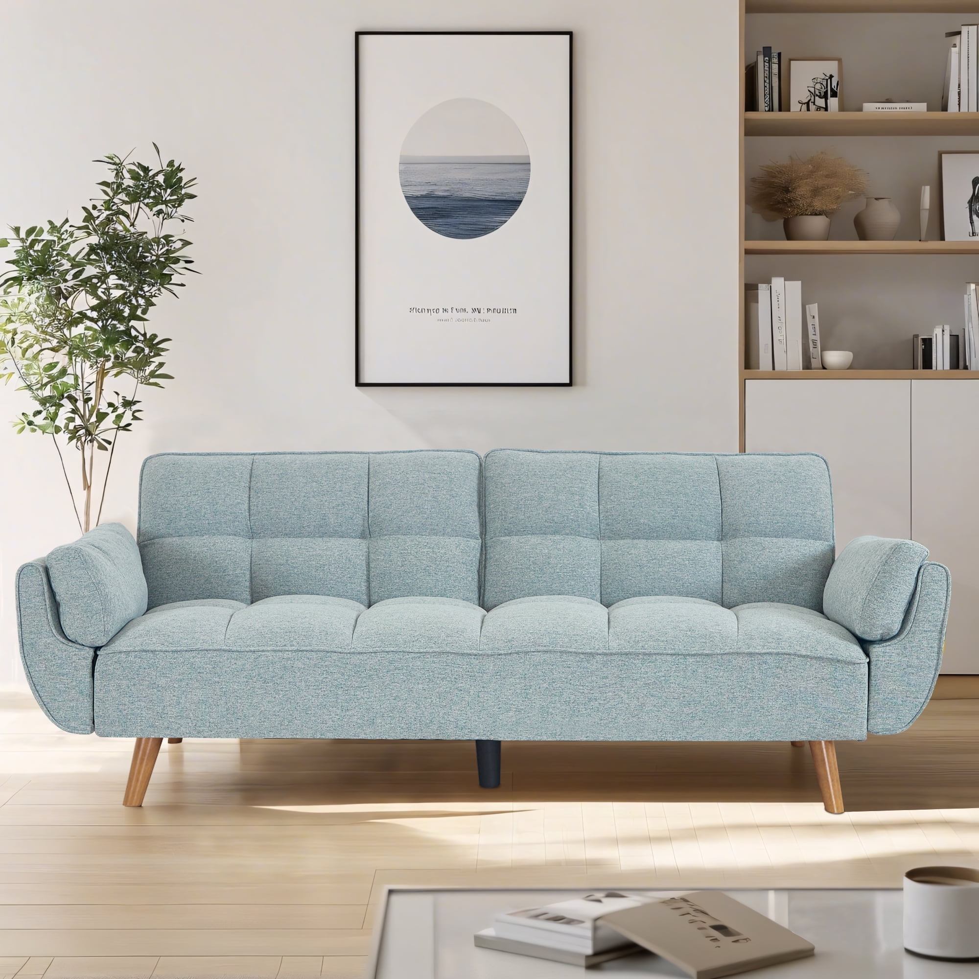 homxaozo Comfortable Futon Sofa Bed with Adjustable Backrests ...