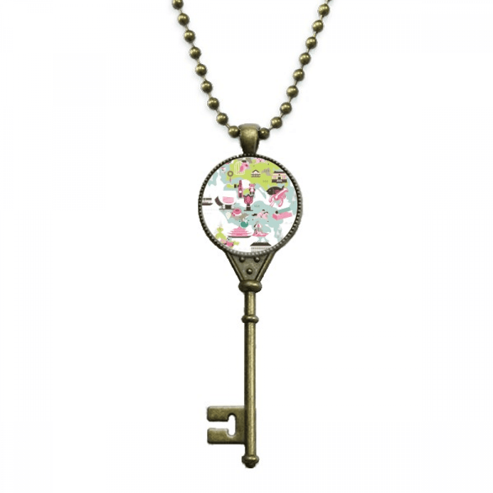 hong kong map famous china key necklace pendant tray embellished chain ...