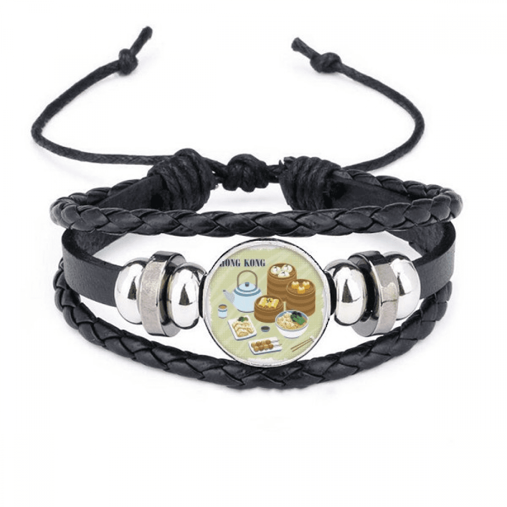 hong kong style china dim sum bracelet braided leather woven wristband ...