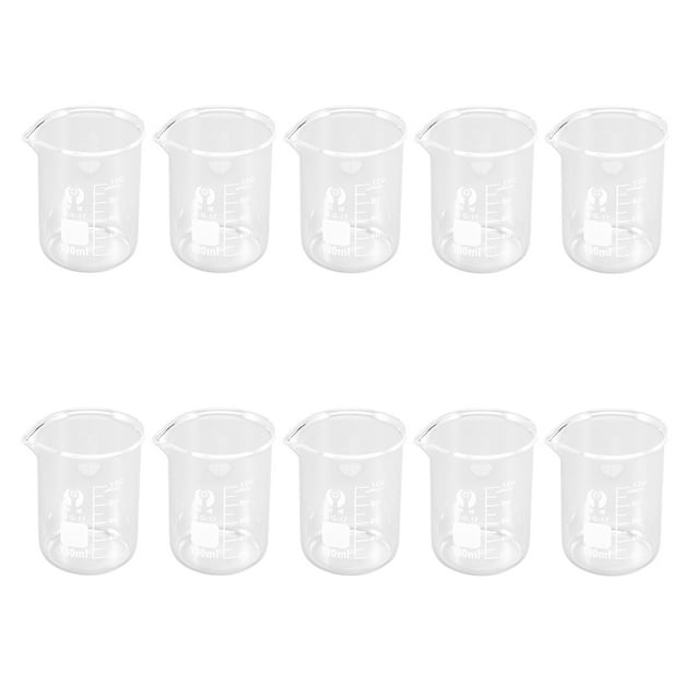 hongheyi 10Pcs Glass Beakers Glass Graduated Measuring Cup Liquid ...