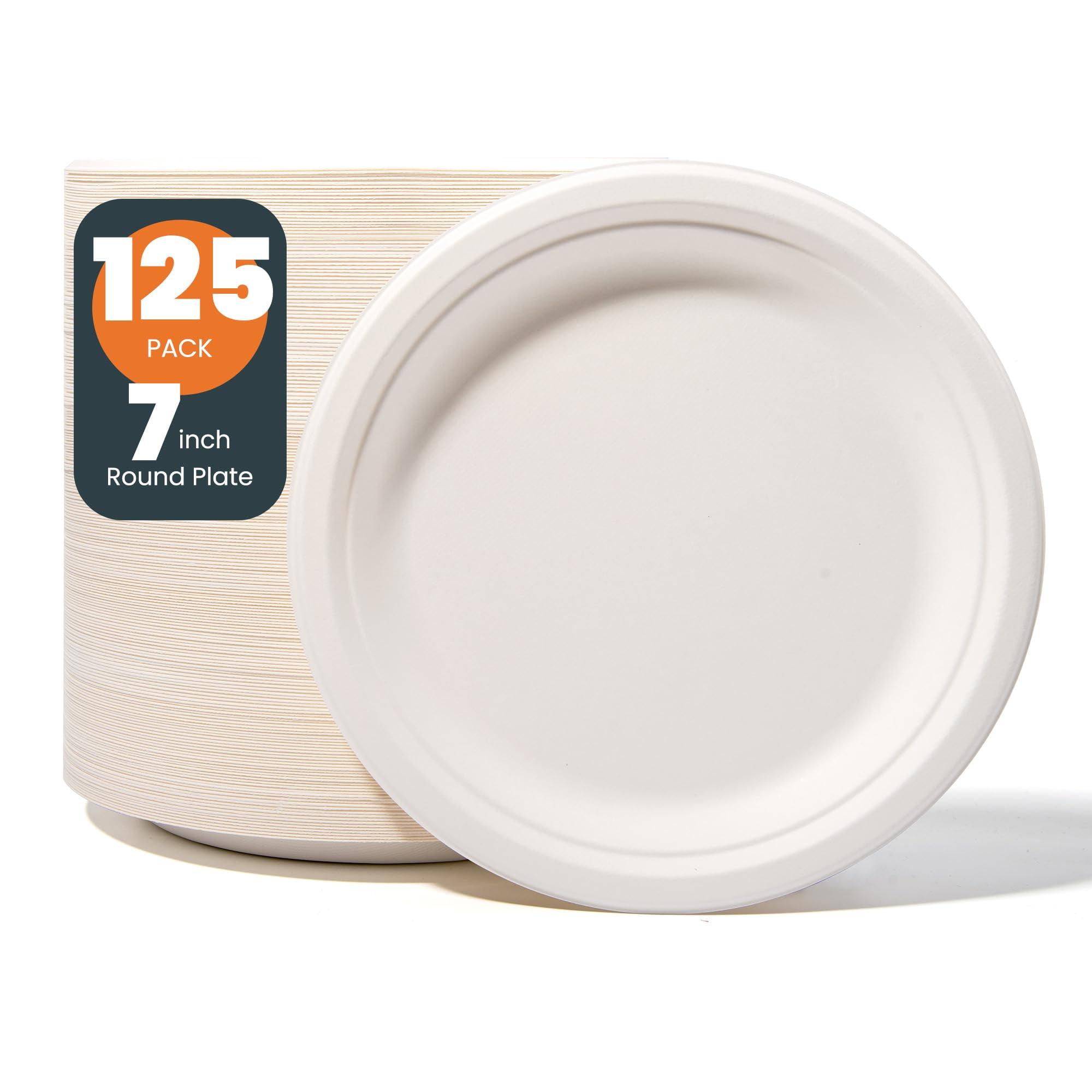 hooray mida 100% Compostable MMF7 7 inch Paper Plates, [125-Pack ...