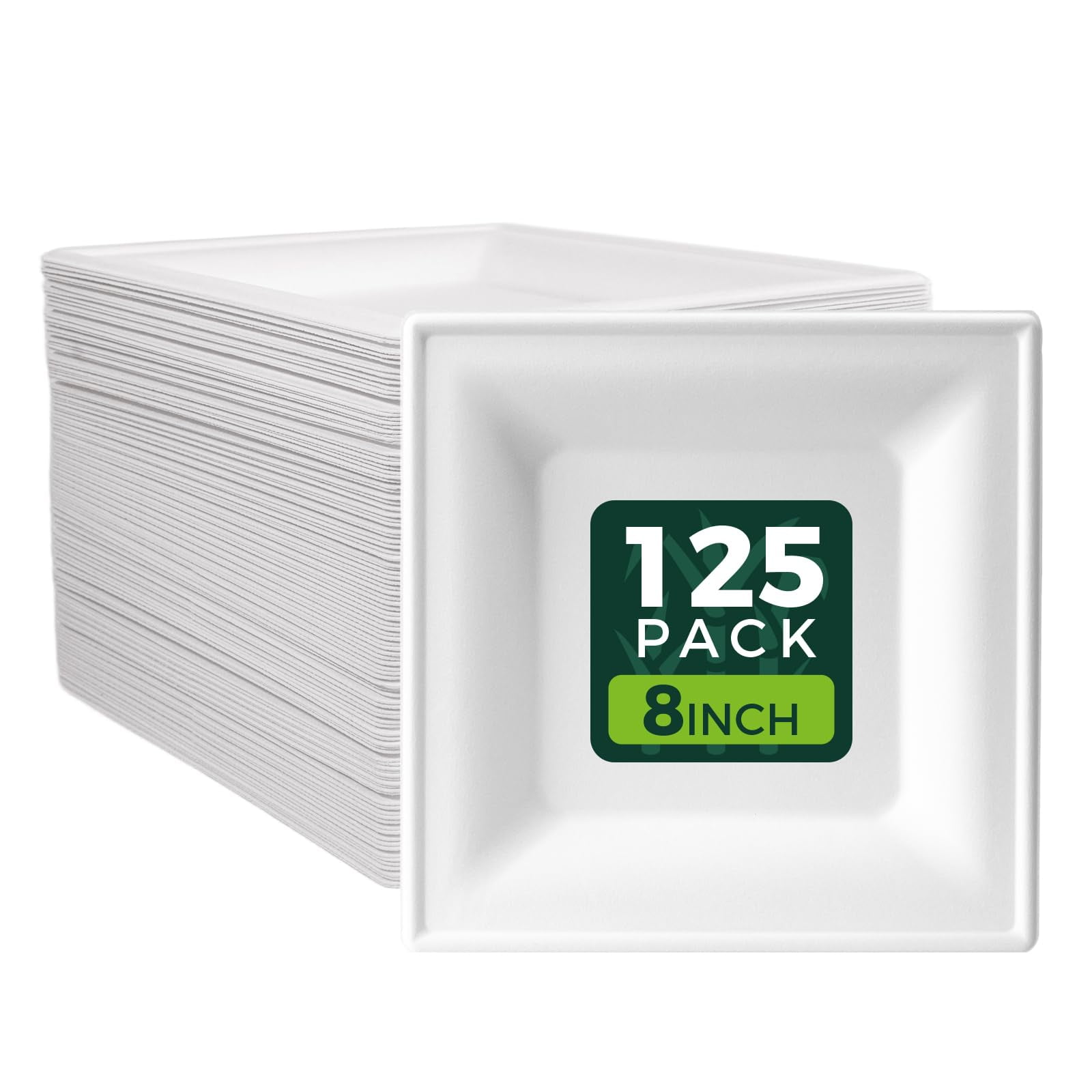 hooray mida White 8-Inch Square Disposable Plates [125-Pack ...