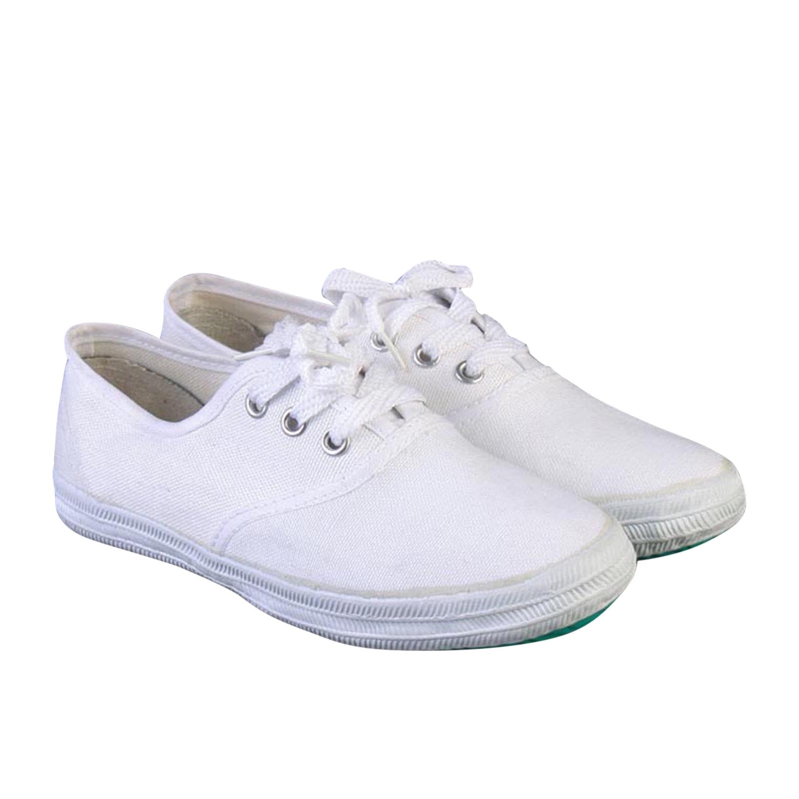 hopeusnice Women's Canvas Sneakers Low Top Lace Up White Shoes ...