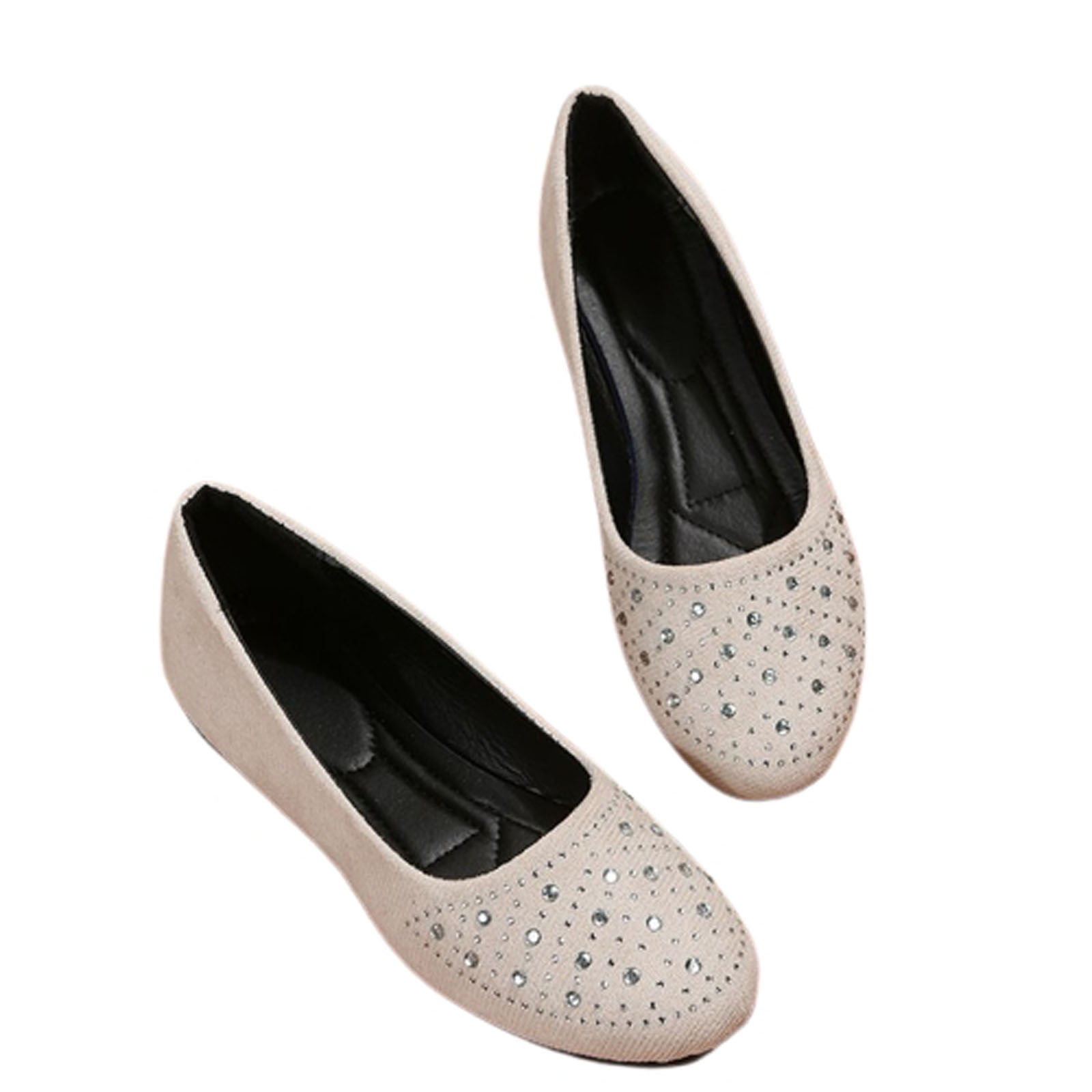 hopeusnice Clearance Women's Rhinestone Flats Slip On Shoes Comfortable ...