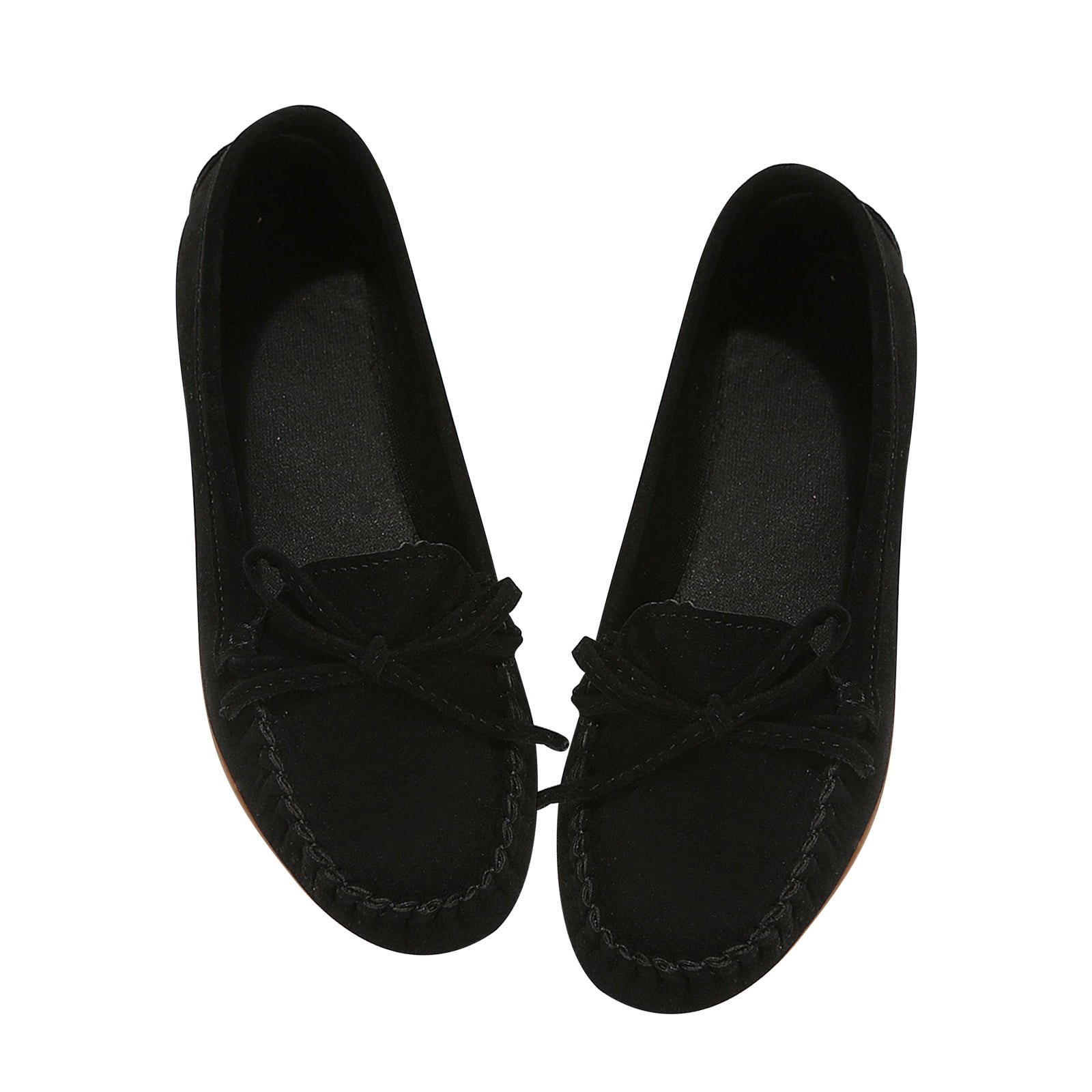 hopeusnice Women's Suede Loafers Bowknot Flats Slip On Driving ...