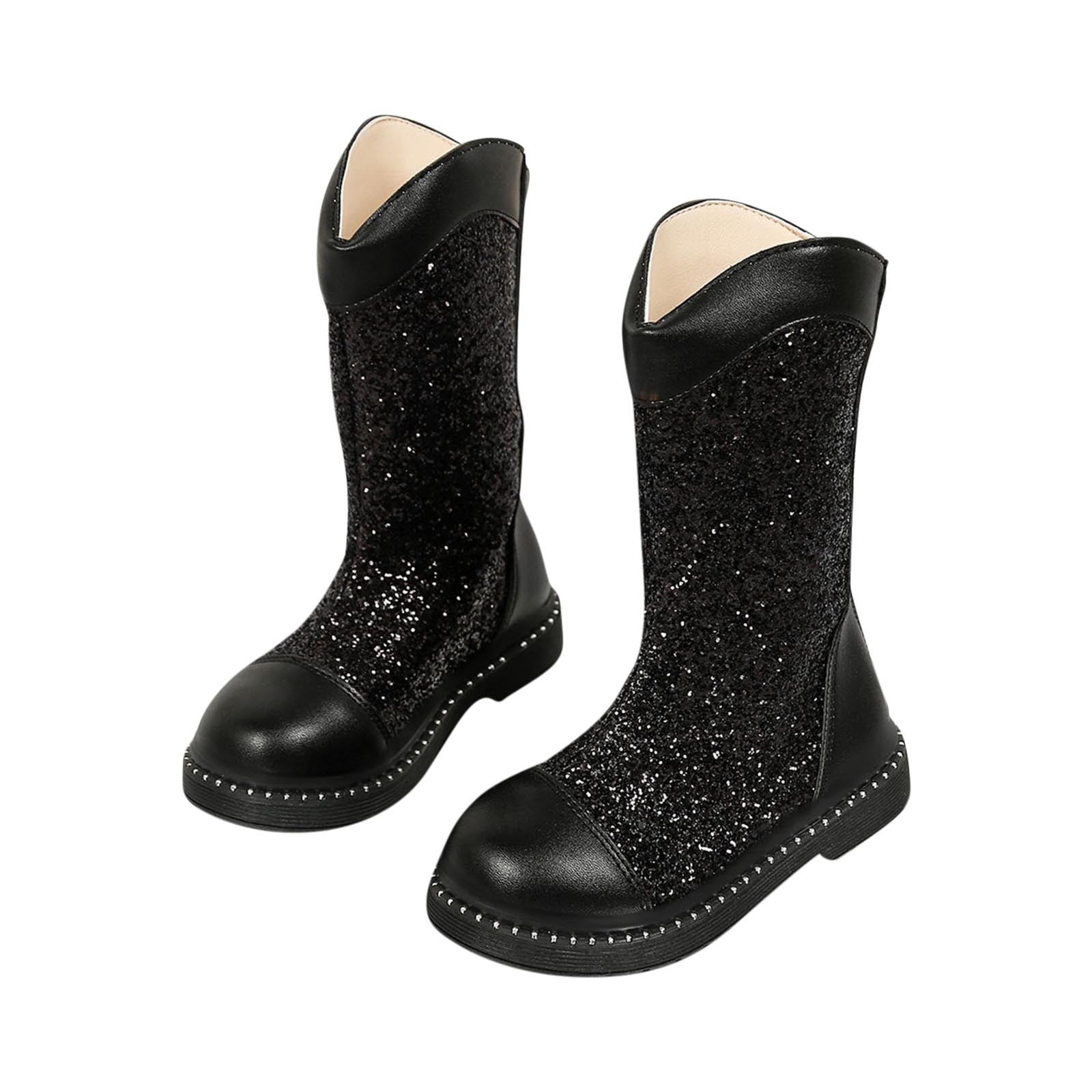 hopeusnice Kids Boots Zip Closure Sparkle Design Sturdy Sole Fashion ...