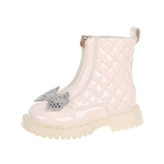 hopeusnice Kids Short Boots Buckle Detail Zip Closure Quilted Design ...