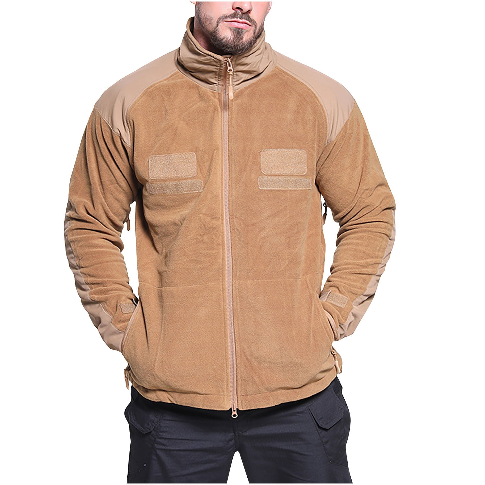 hopeusnice Men's Fleece Jacket Outdoor Coats Thermal Fleece Multi ...