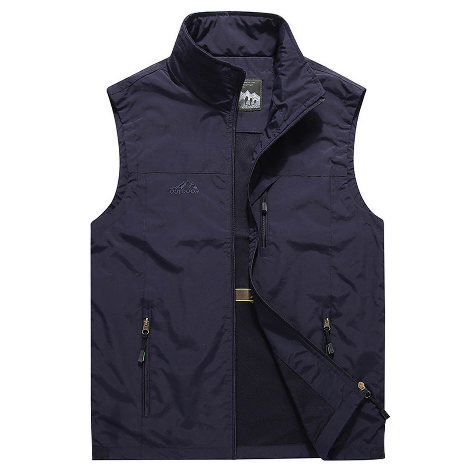 hopeusnice Men's Outdoor Lightweight Stand Collar Multi-Pocket Quick ...