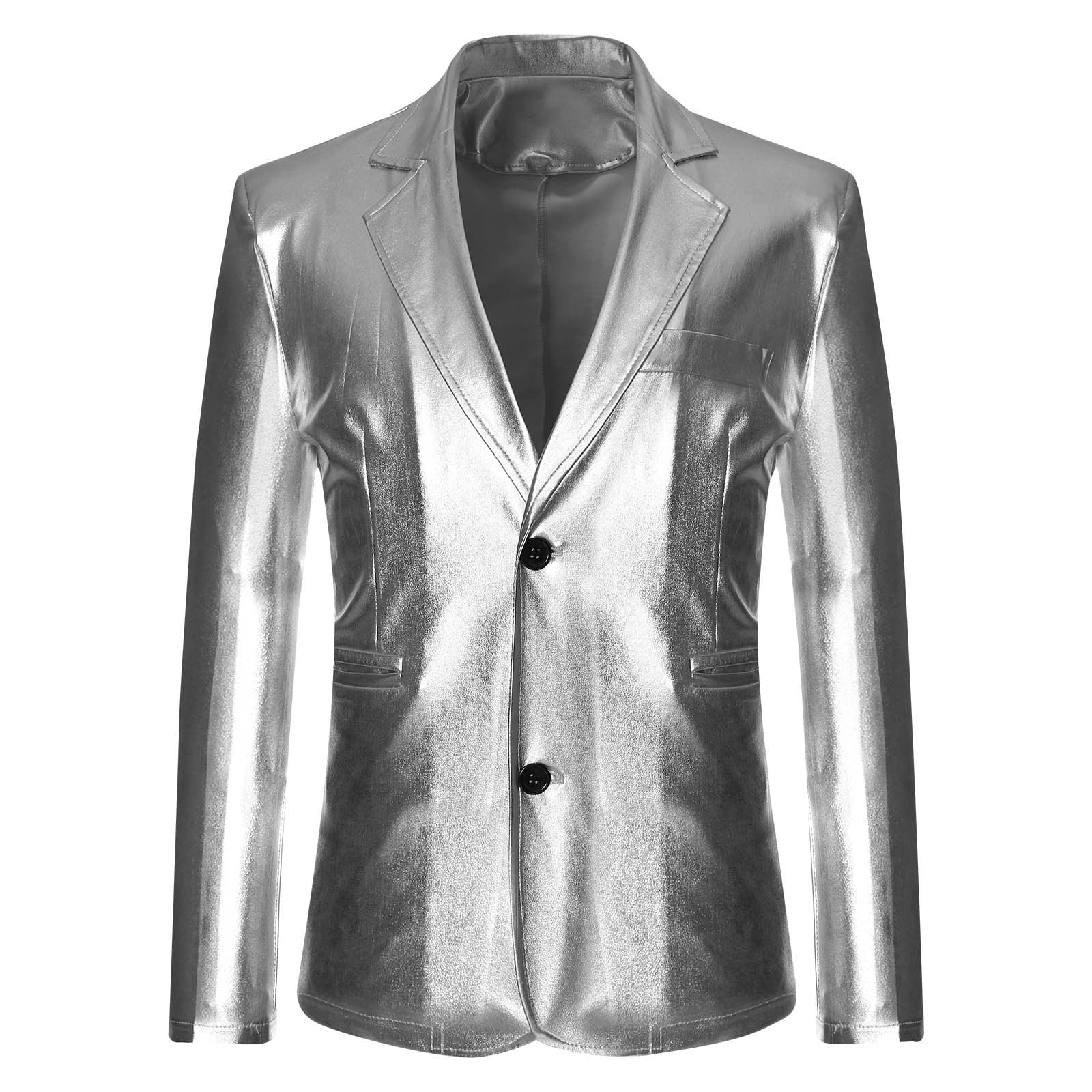 hopeusnice Men's Stylish Leather Blazer Jacket Slim Fit Suit One Button ...