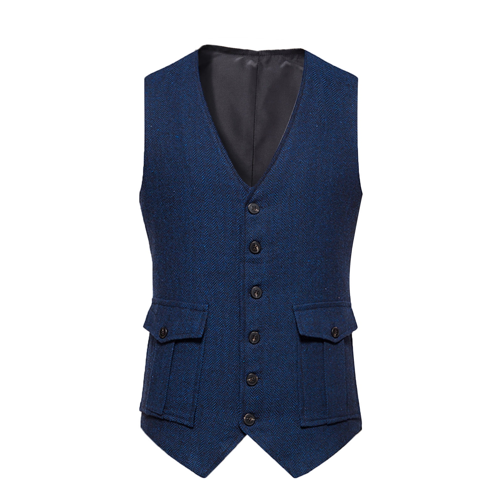 hopeusnice Men's Tweed Vests Herringbone Pattern Vests Wool Waistcoat ...
