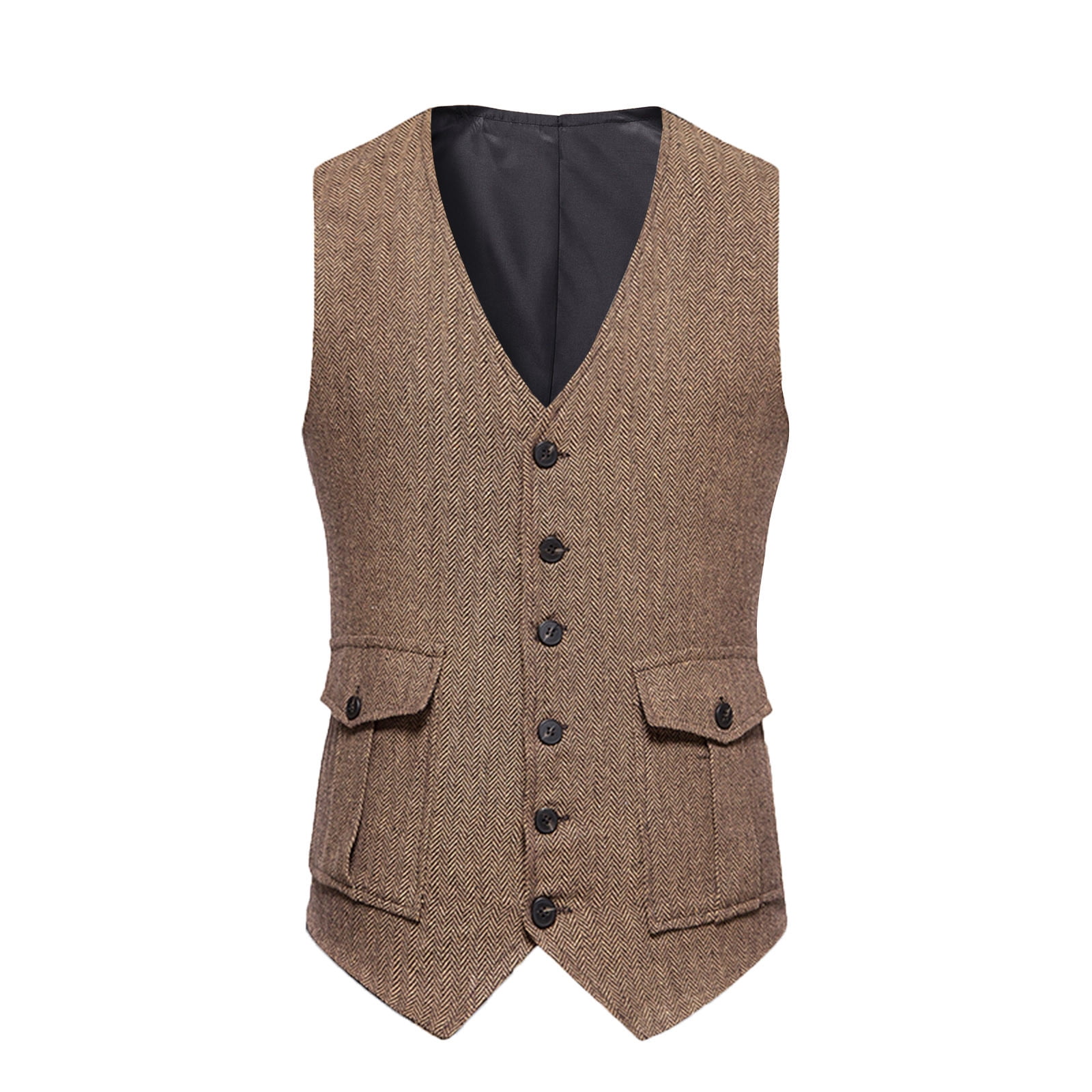 hopeusnice Men's Tweed Vests Herringbone Pattern Vests Wool Waistcoat ...