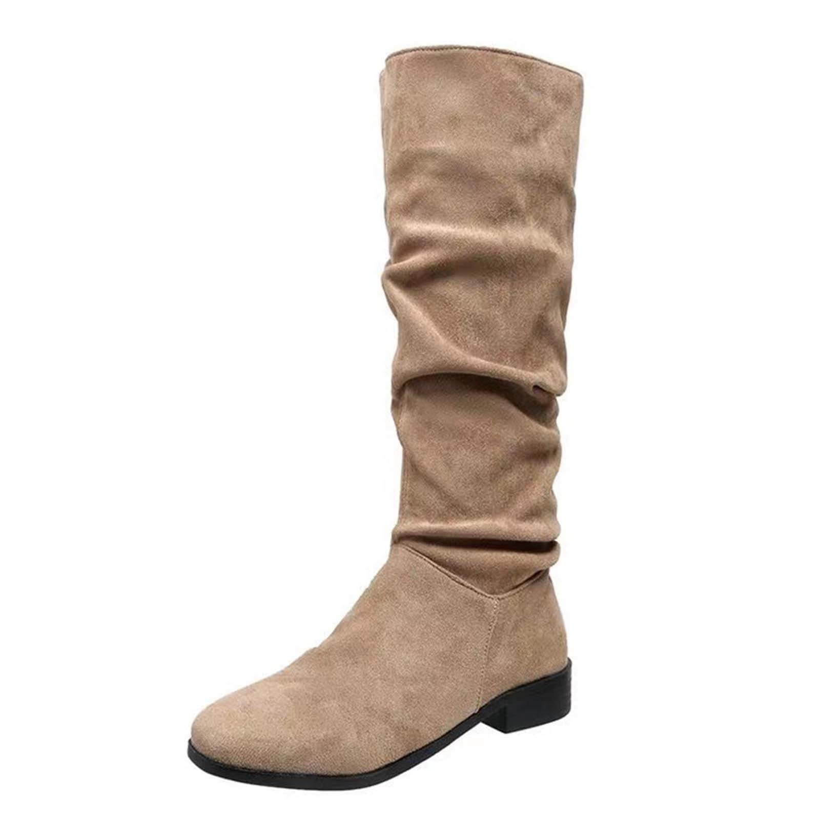 hopeusnice Women's Slouch Knee High Boots Suede Over The Knee Boots ...