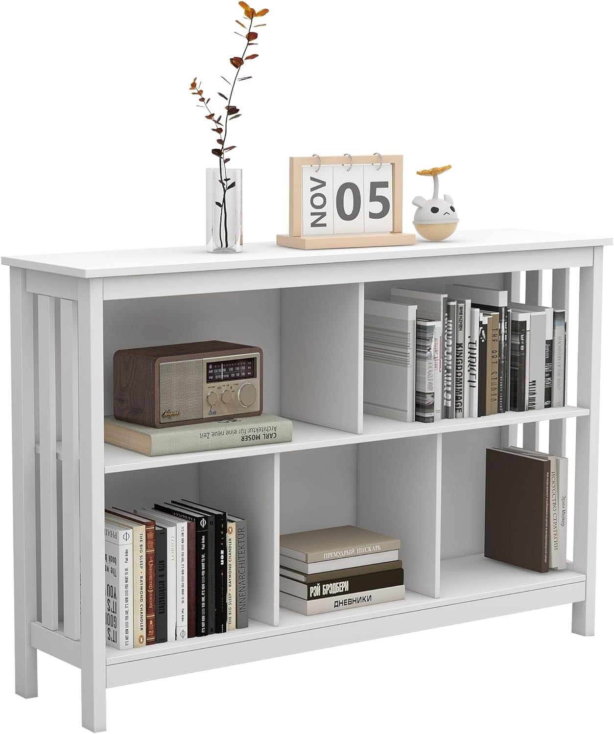 **horizontal bookshelf - modern minimalist 2-tier book shelf with ...