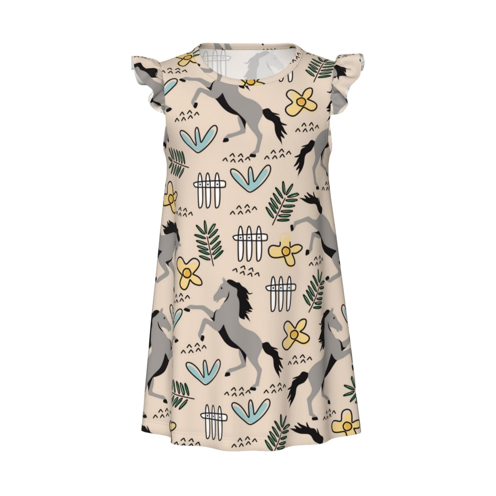 horse Girls Nightgowns, Short Sleeves Dress Girls Sleepwear Toddler ...
