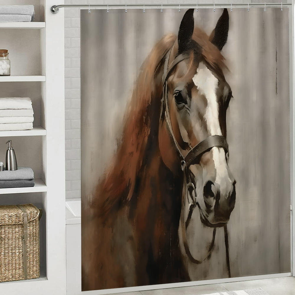 horse painting beautiful pattern printed shower curtain Modern Fabric ...