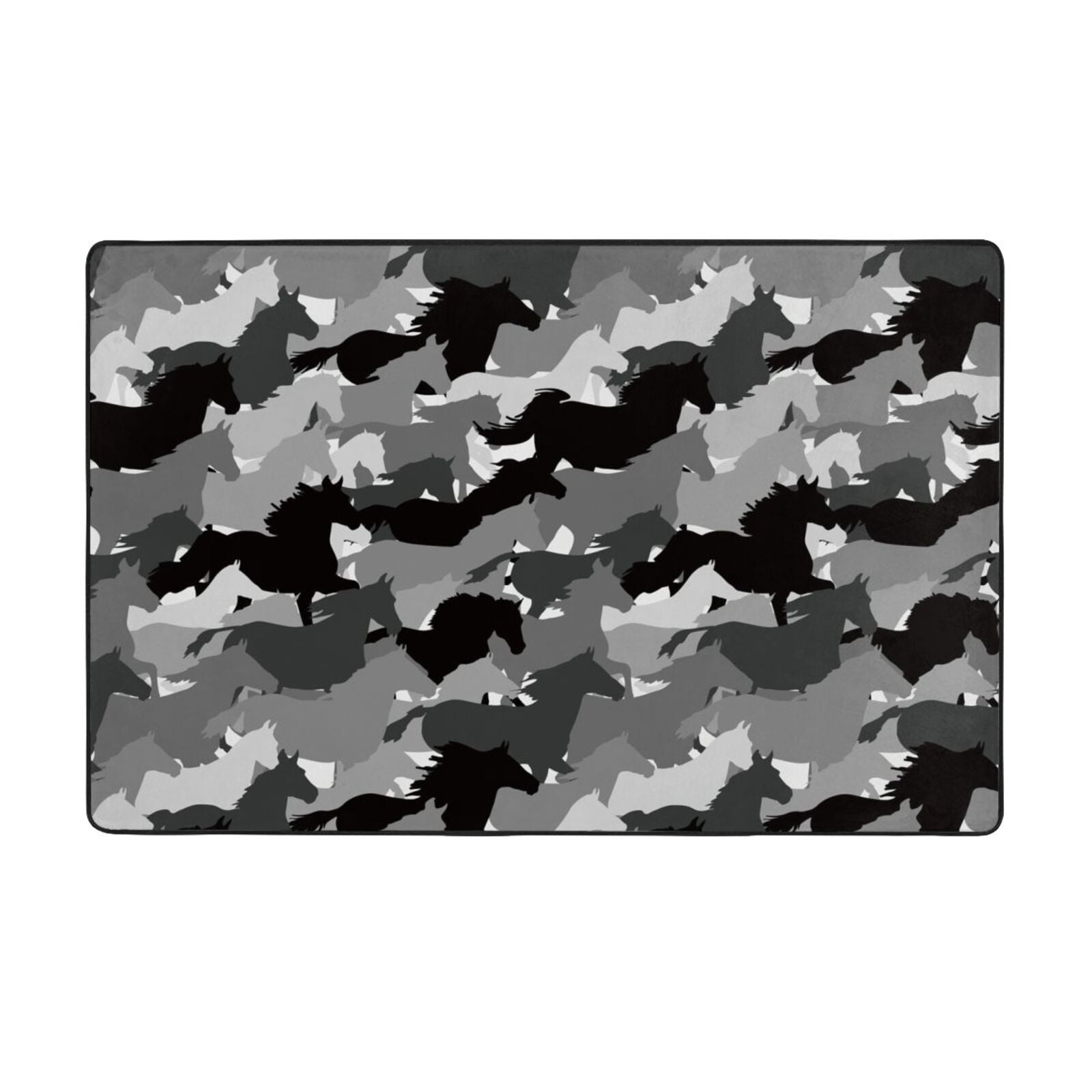 horse silhouette Shaggy Area Rug, Rugs for Living Room Bedroom Non Slip ...