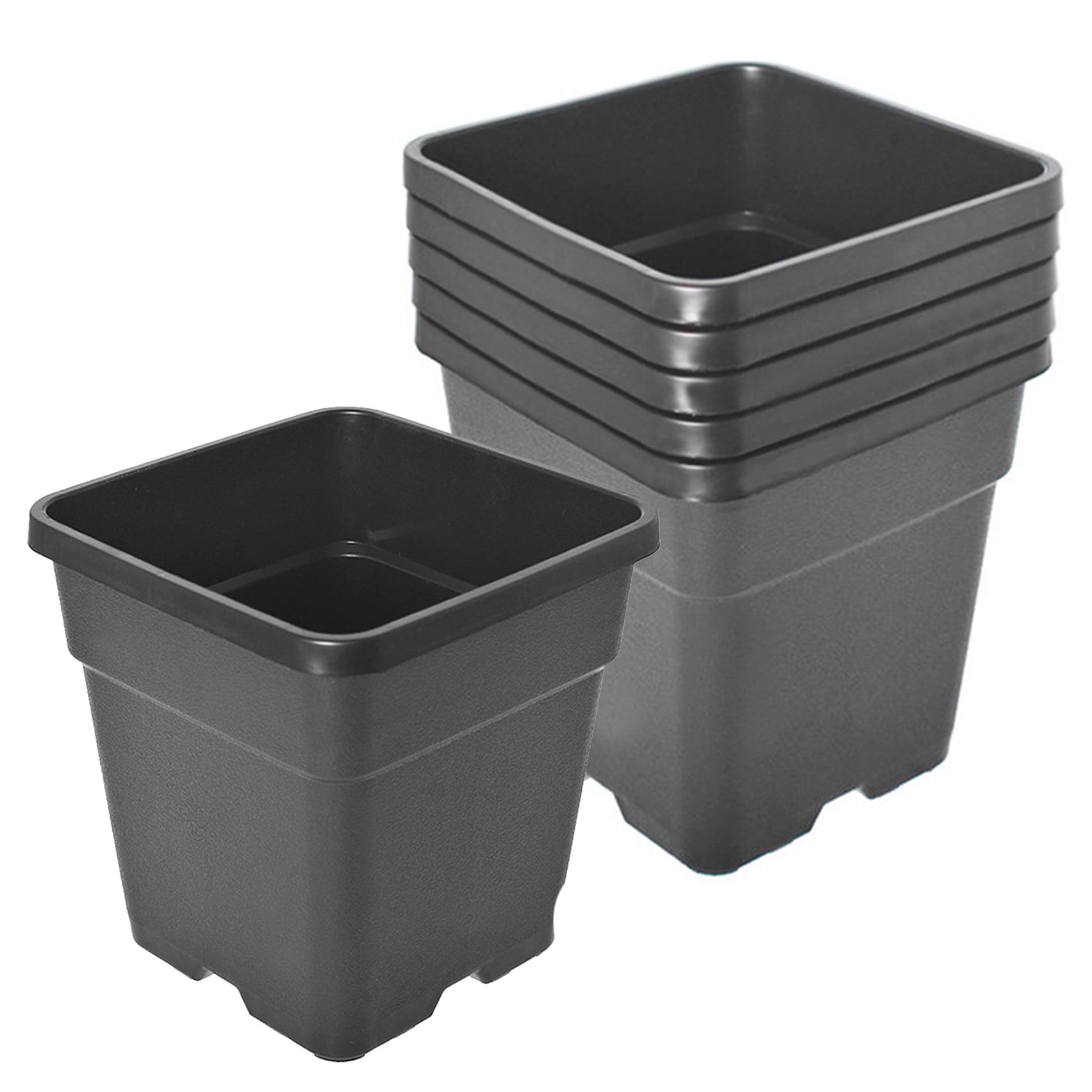 hostic 5 Pcs Black 10 Gallon Square Seedling Pots Plastic Plant Pots ...