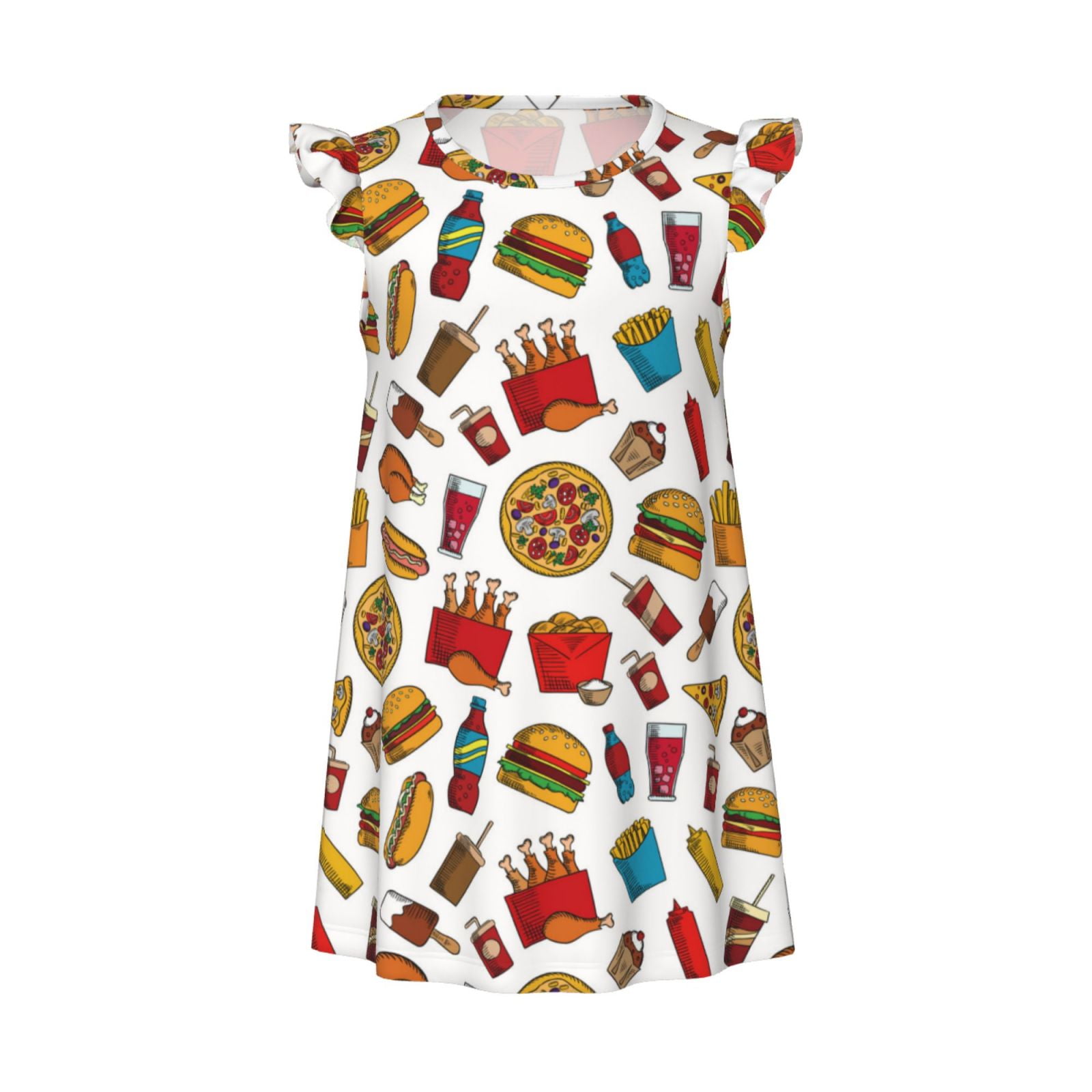 hot dog Pizza Girls Nightgowns, Pajamas for Girls, Soft Flutter Short ...