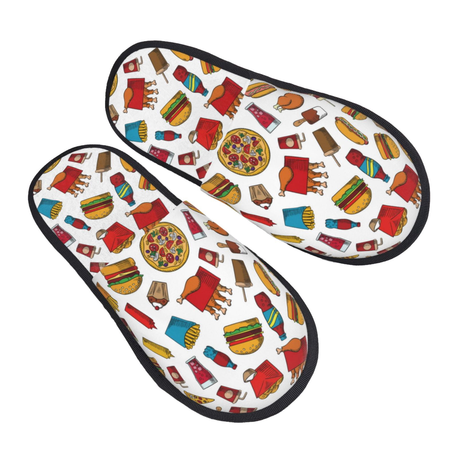 hot dog Pizza House Slippers for Women Indoor, Fuzzy Warm Women's ...