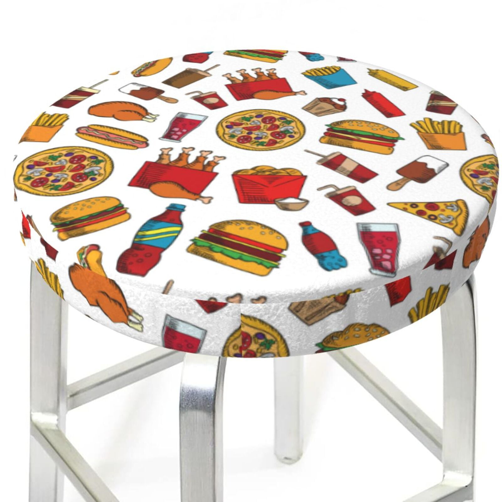 hot dog Pizza Round Bar Stool Covers, Soft Velvet Bar Stool Seat Covers ...
