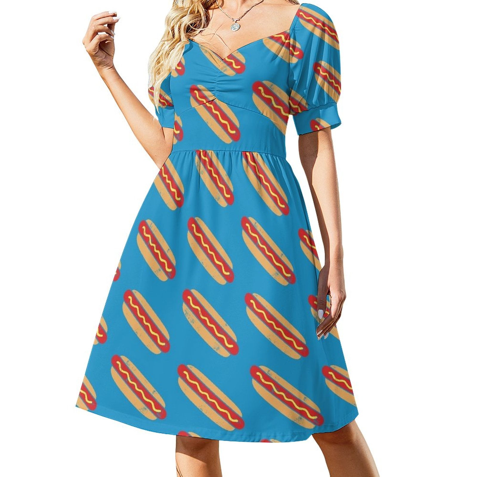 hot dogs on blue - cookout - summer - foodie Sleeveless Dress women ...