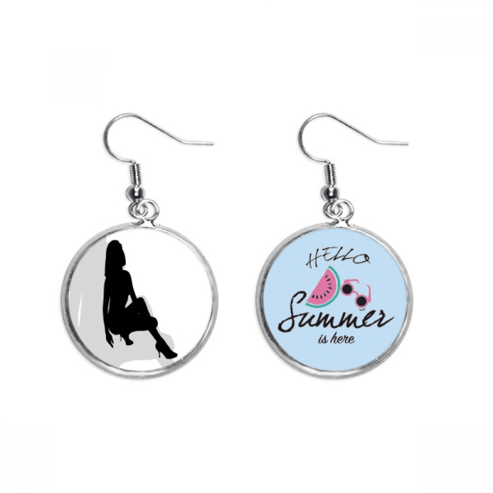 hot woman squats outline earring drop summer watermelon earring wear ...