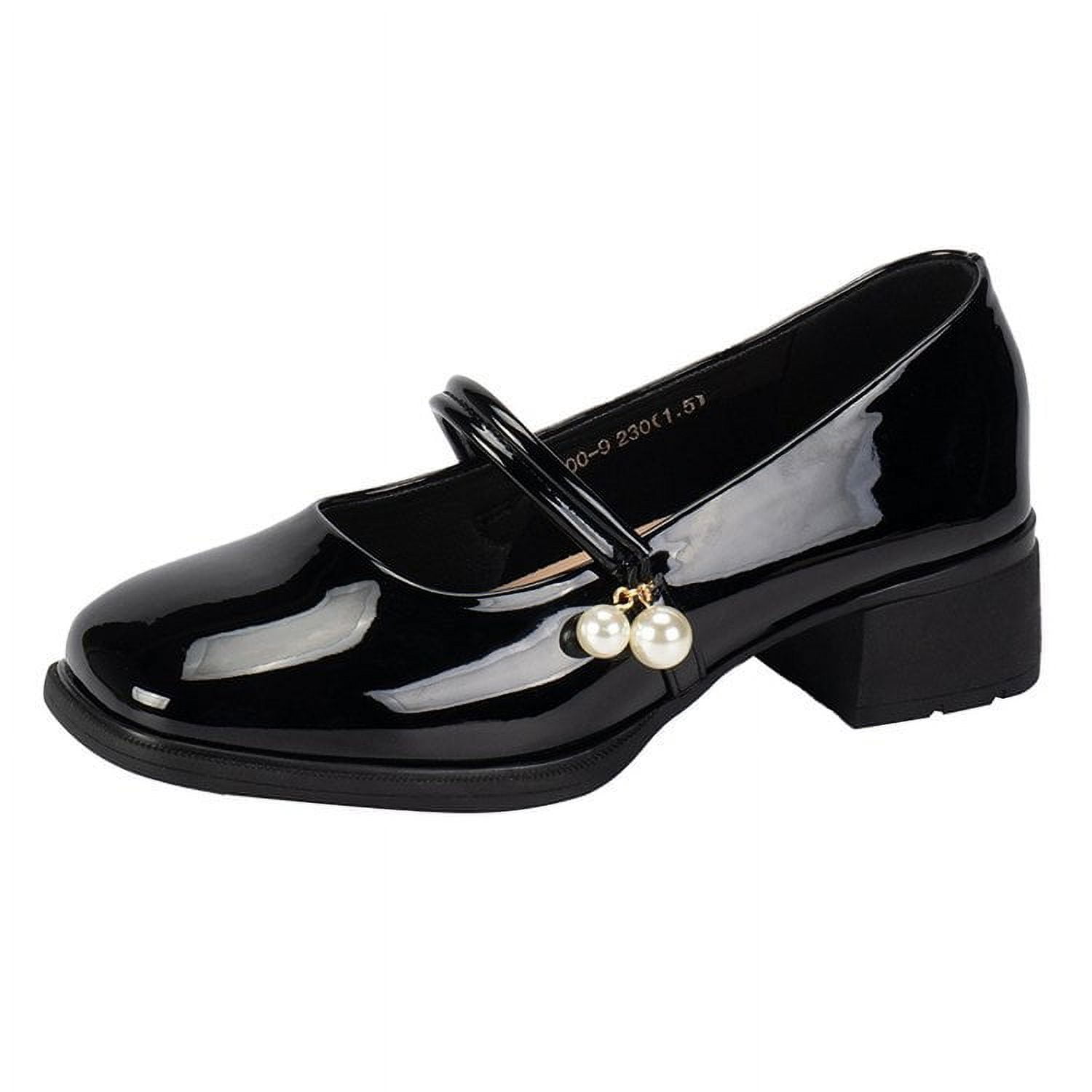 hotio 2024 Women Block Heel Pumps Ankle Strap Beaded Uniform Dress ...