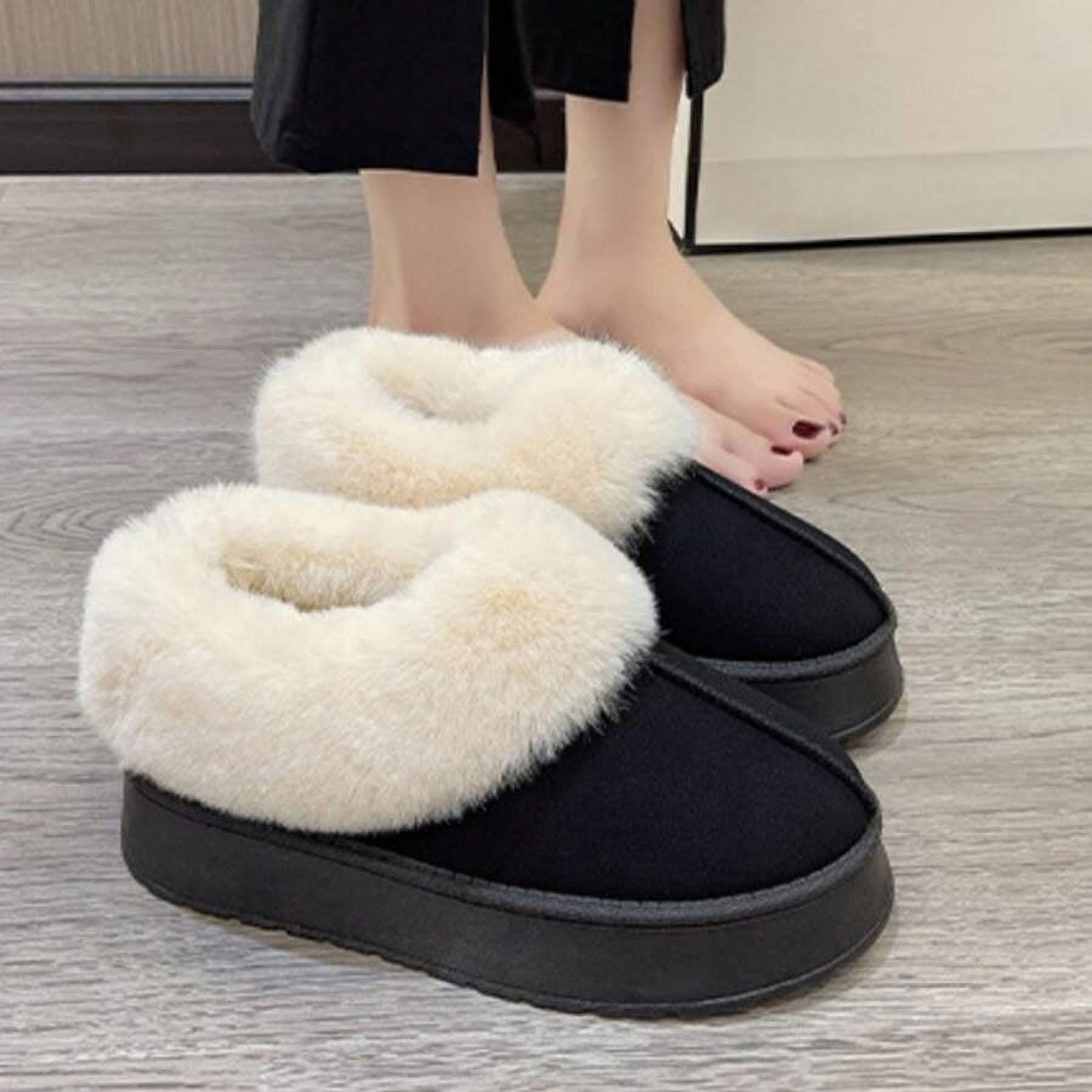 hotio 2024 Women's Slippers Fuzzy Warm Comfy Faux Fur Slip on Fluffy Bedroom House Shoes Memory ...