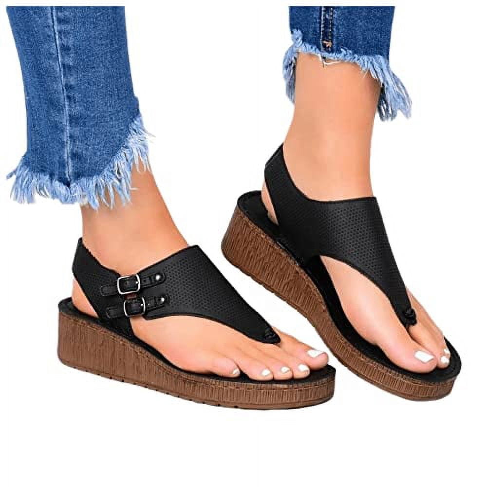 hotio 2024 wedge thong sandals sling back sandals for women with arch ...