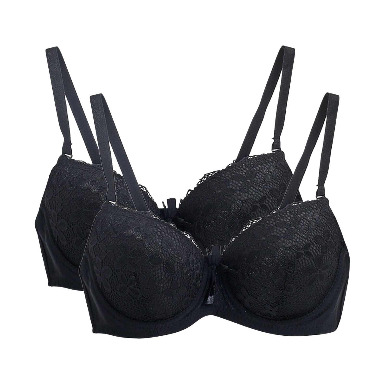 hotojiny 2PC Bras for Women Wireless Lace Bralette Underwire Push Up ...