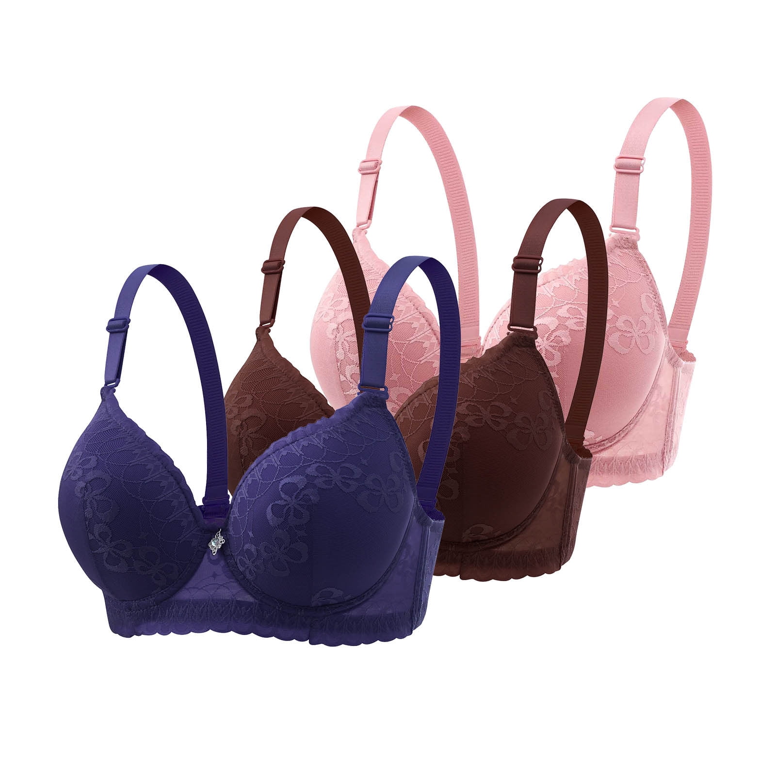 hotojiny 3 PC Everyday Bra for Women Full Coverage Push up Bra ...