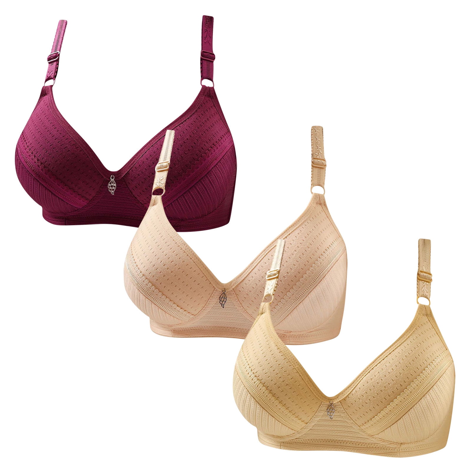 hotojiny 3PC Wireless Bras for Women No Underwire Push Up Breathable ...