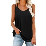 hotojiny Cute Tops for Women Loose Fit Pleated Tunics Scoop Neck ...