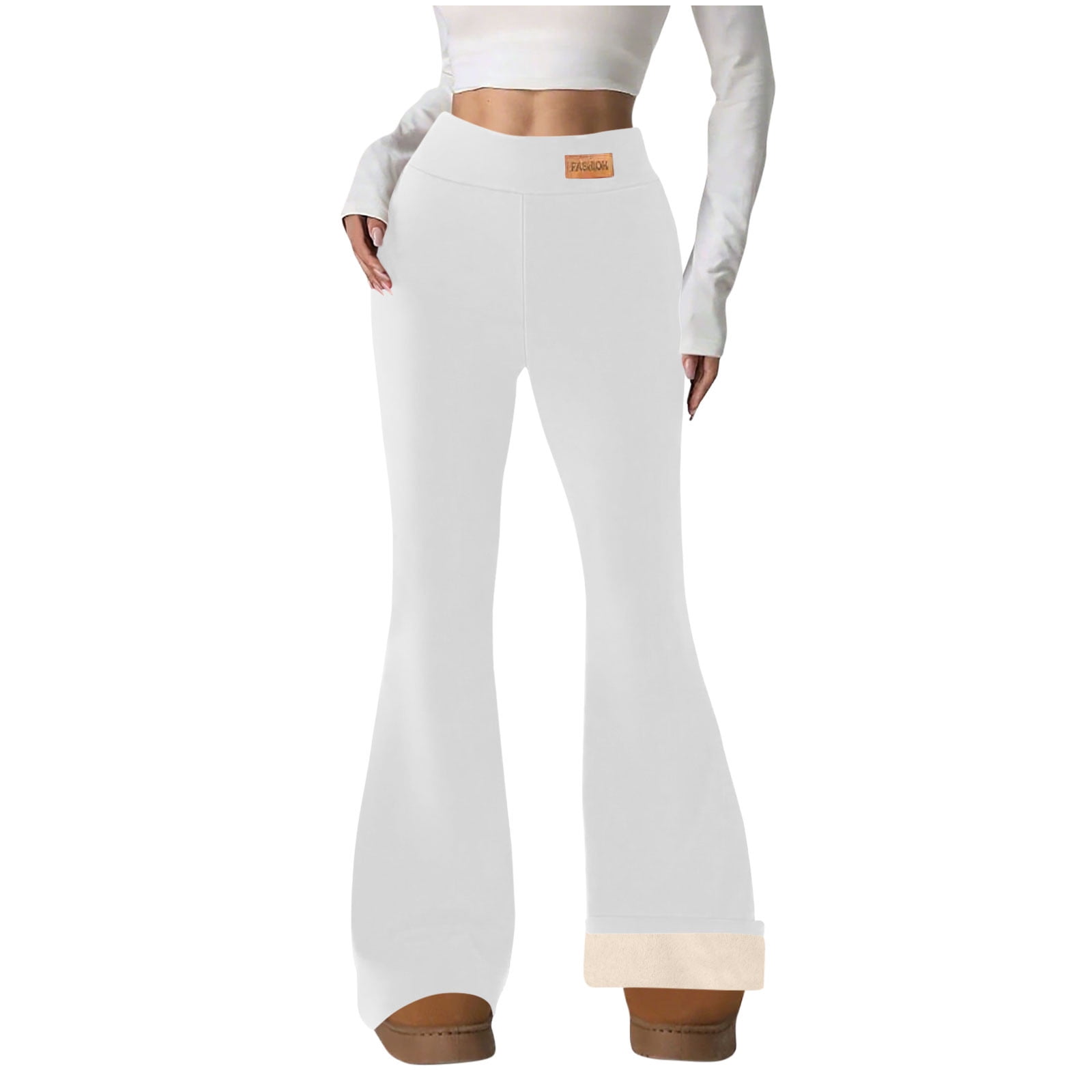 hotojiny Fleece Lined Flare Leggings Women Winter Thermal Yoga Pants ...
