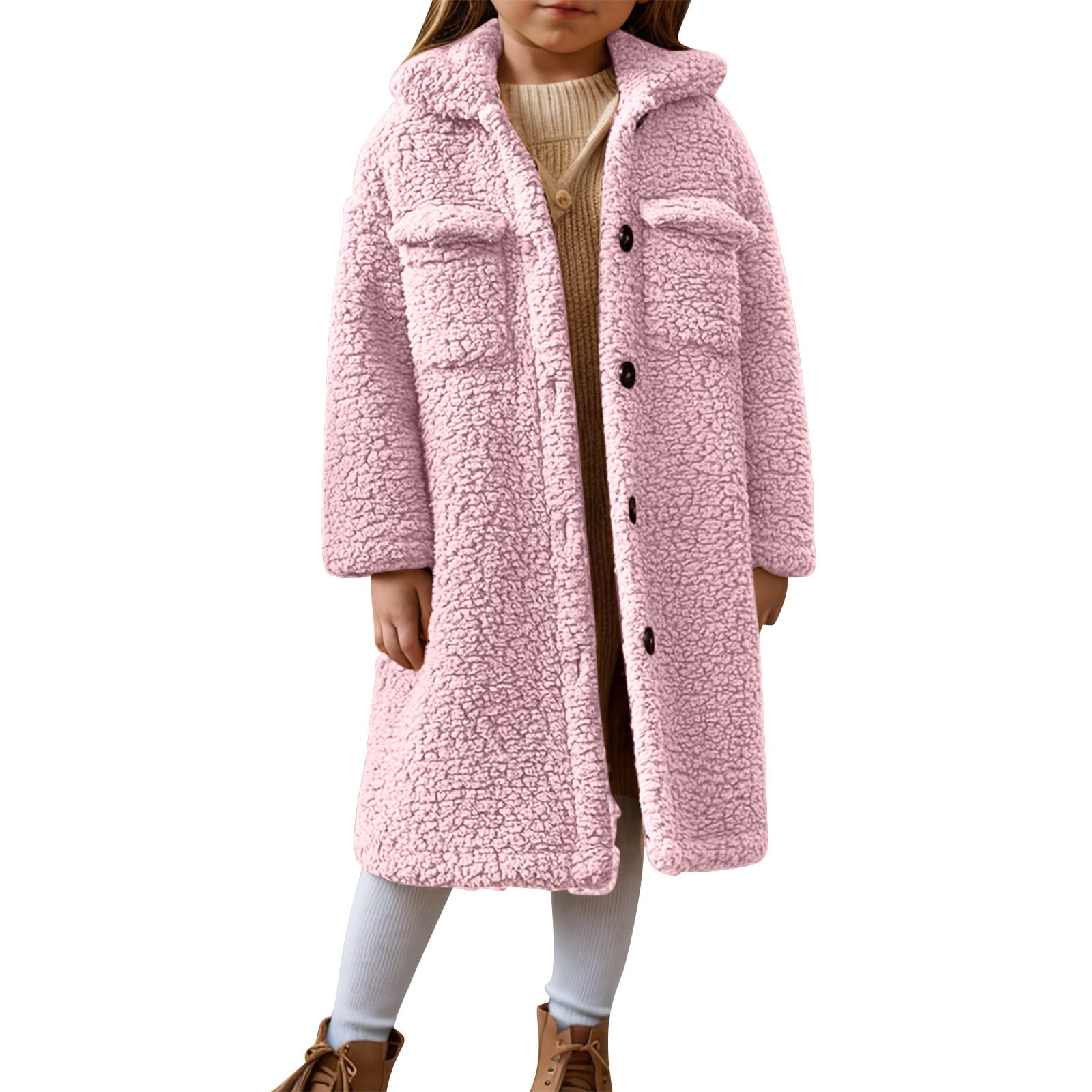hotojiny Girls Boys Winter Jackets Cute Button Lapel Soft Comfy ...