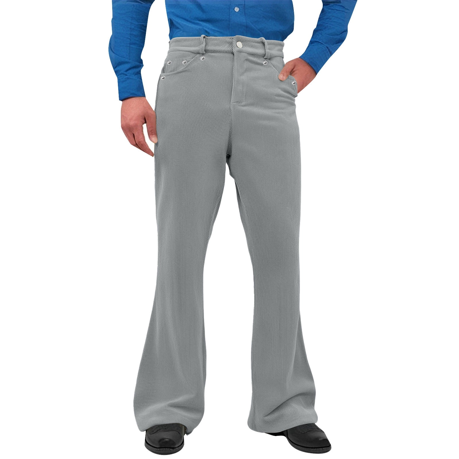 hotojiny Men's 60s 70s Bell Bottom Pants Vintage Slim Fit Disco Party ...