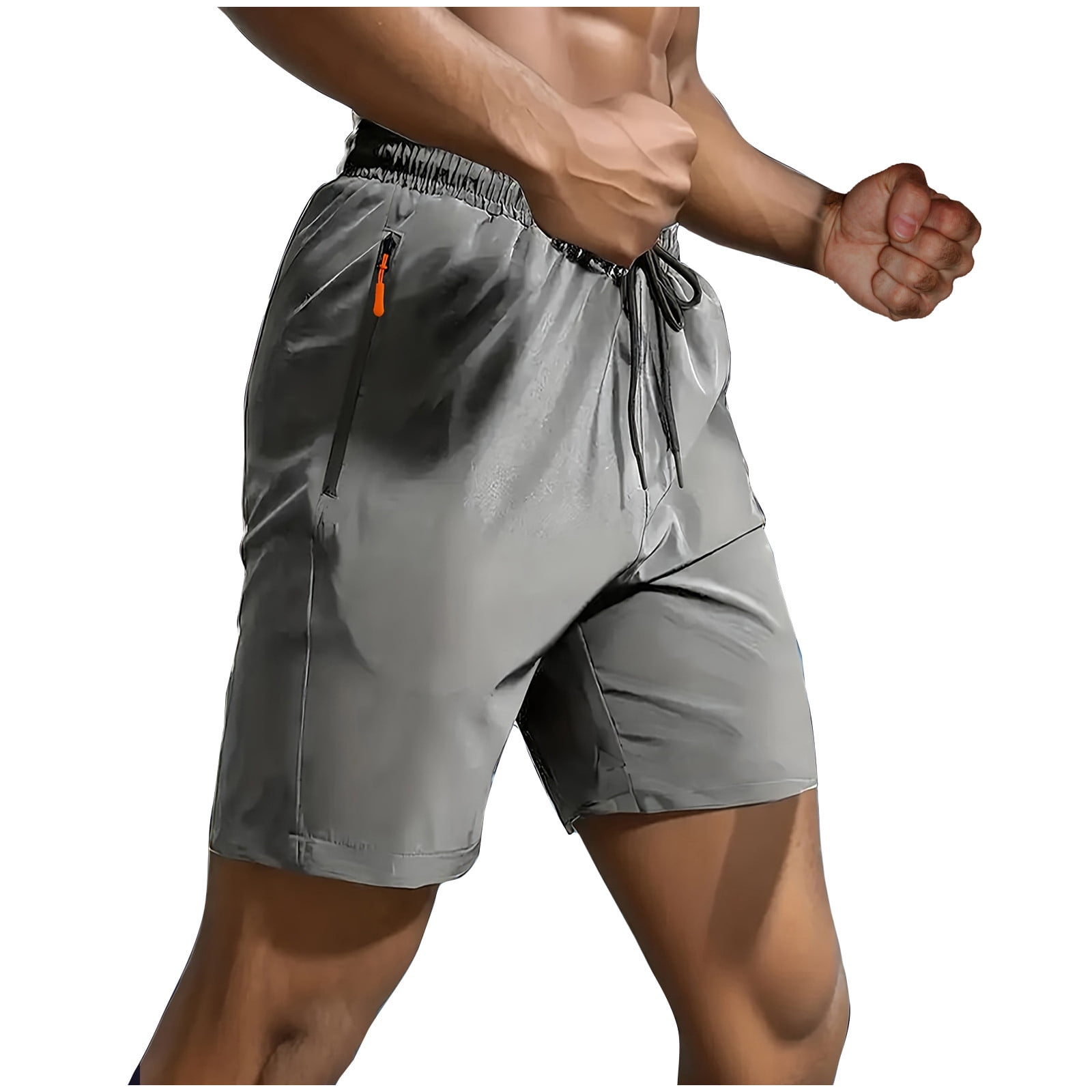 hotojiny Men's Athletic Gym Shorts with Zipper Pockets Casual Quick Dry ...