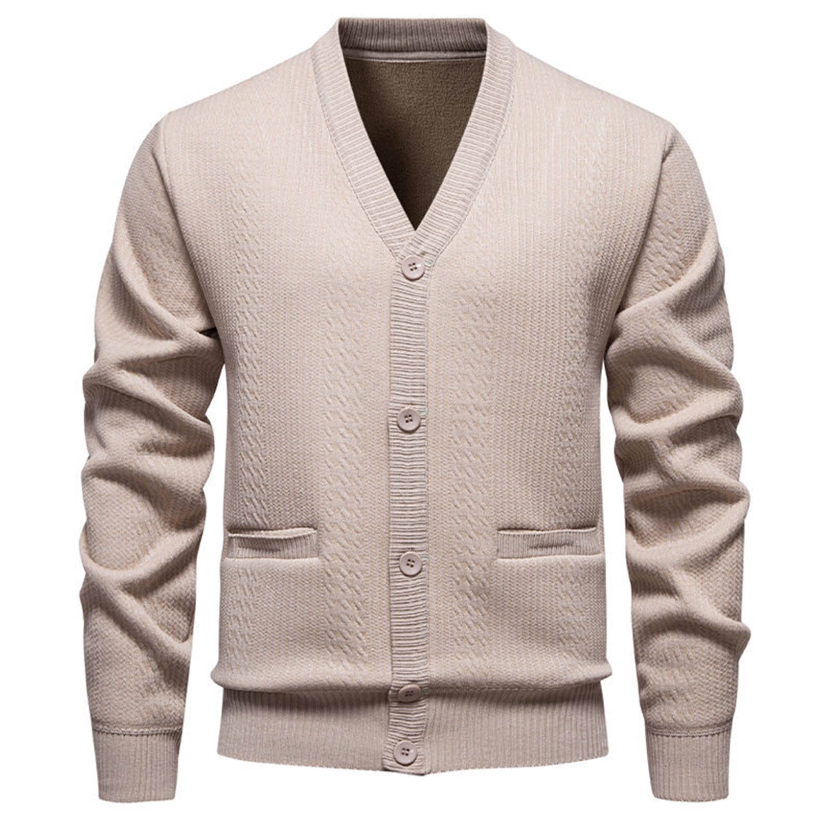 hotojiny Men's Cardigan Sweater Soft Warm Cable Knit V Neck Button up ...