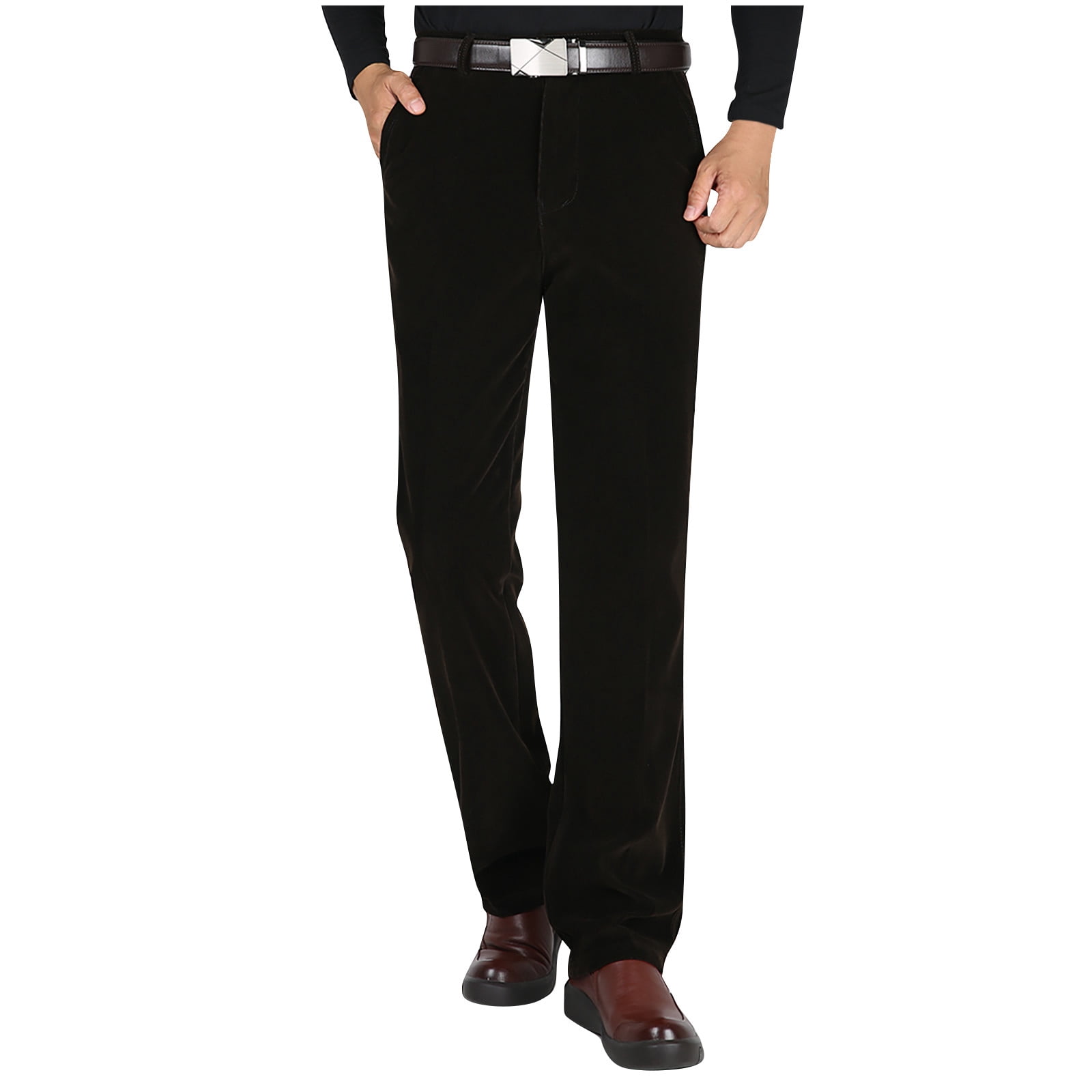 hotojiny Men's Corduroy Pant Classic Fit Straight Leg Casual Dress ...