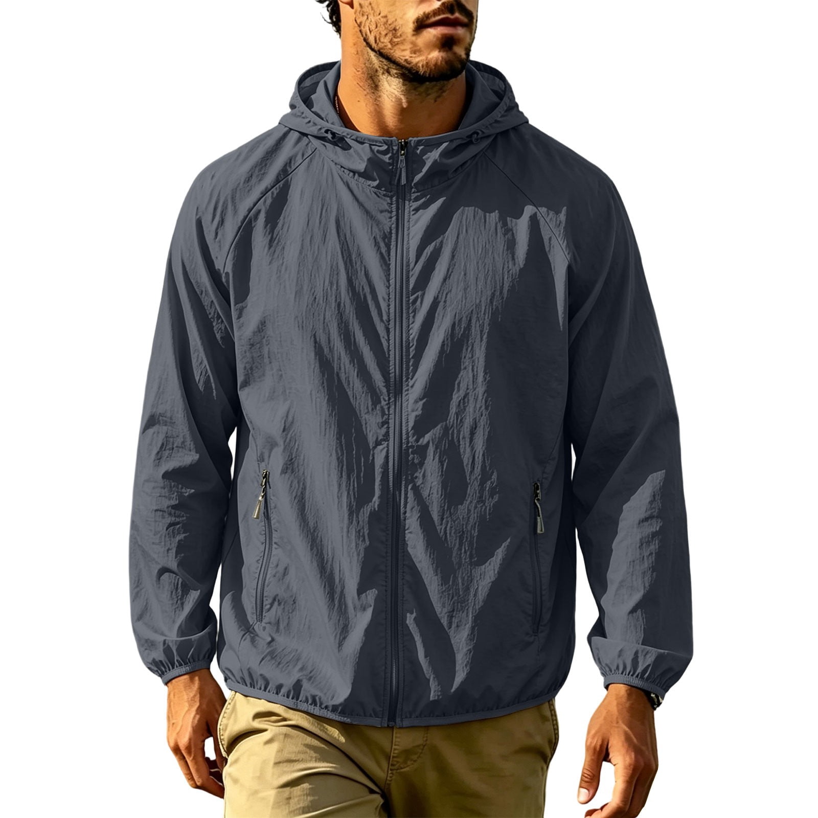 hotojiny Men's Full Zip Outdoor Hoodies Lightweight Sun Protection Long ...