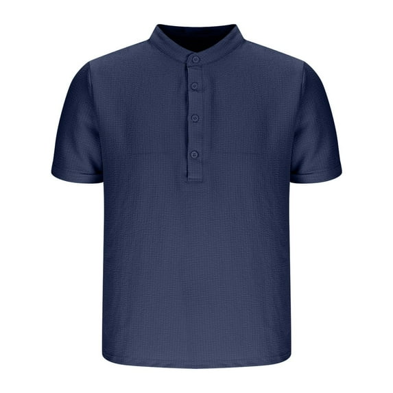 hotojiny Men's Henley Shirt Lightweight Short Sleeve Linen T-Shirts ...